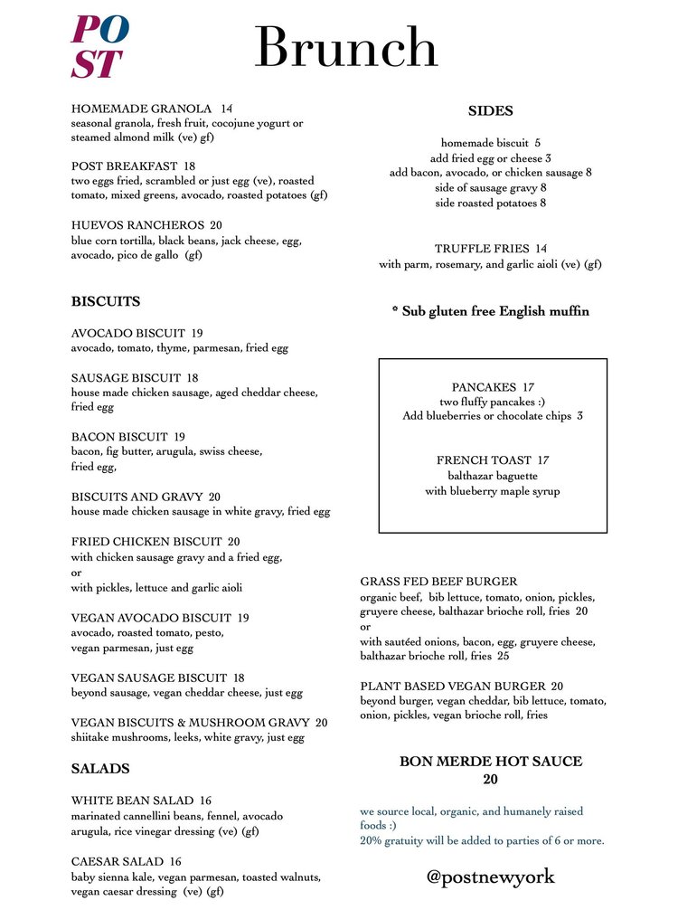 MENU — POST