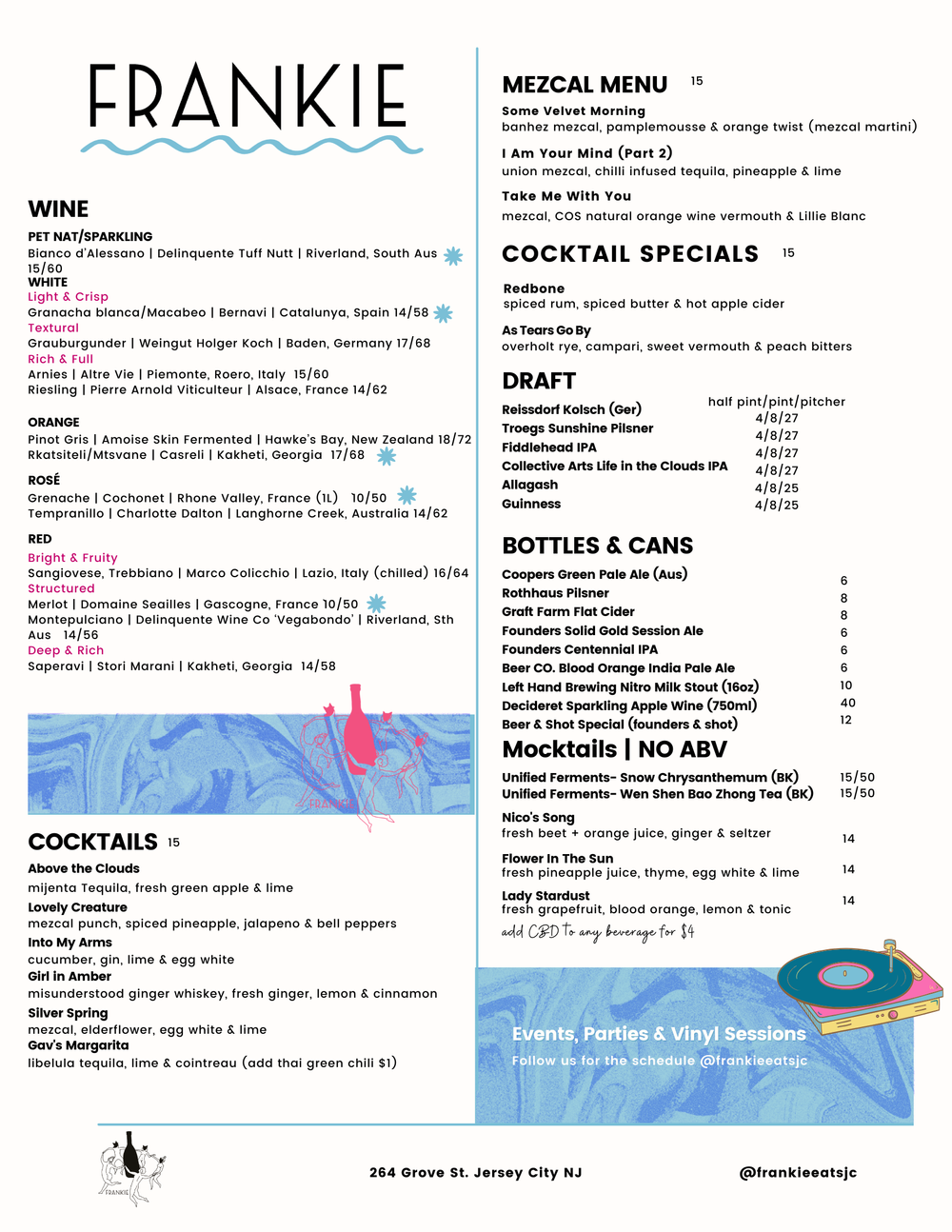 Menu — Frankie Jersey City
