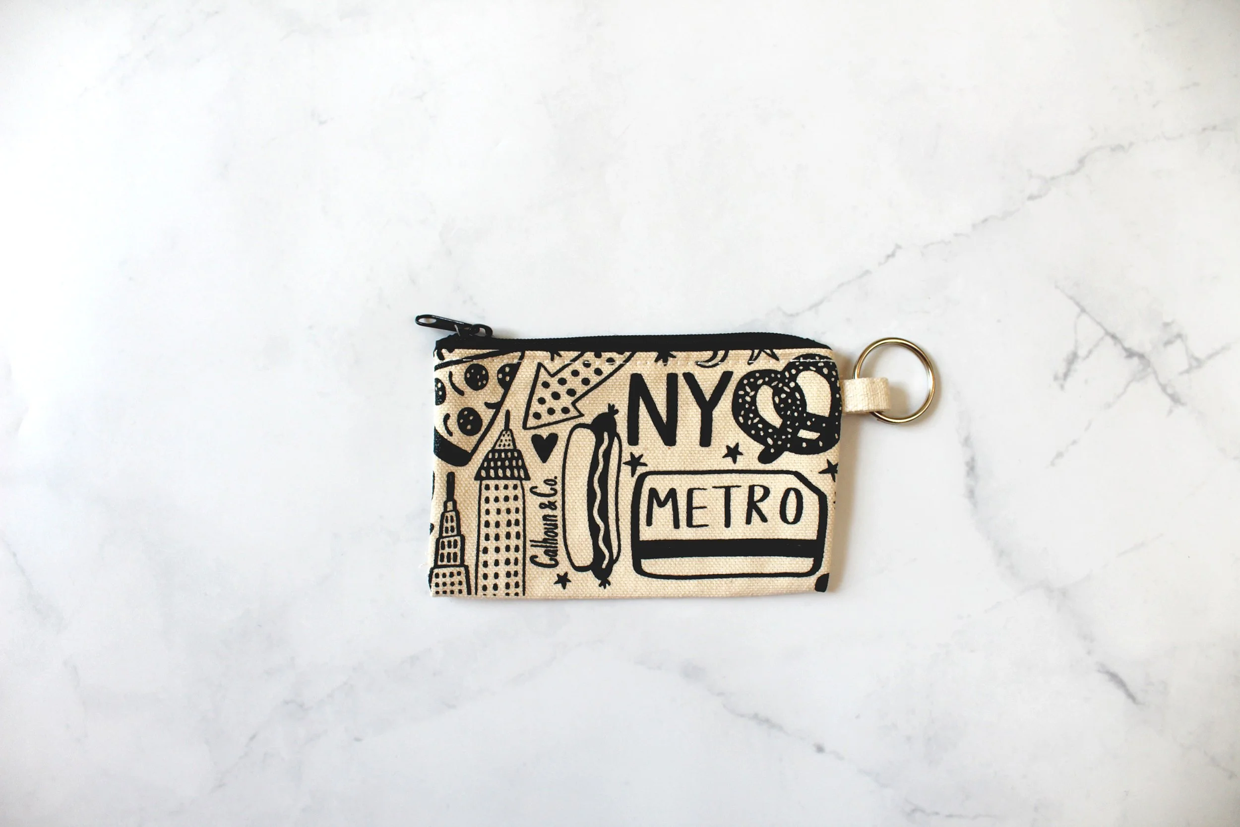 PICKLES SCREEN PRINTED ZIPPER CARD POUCH WITH KEYRING — Calhoun & Co.