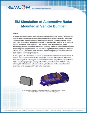 EM Simulation of Automotive Radar Mounted in Vehicle Bumper — Remcom ...