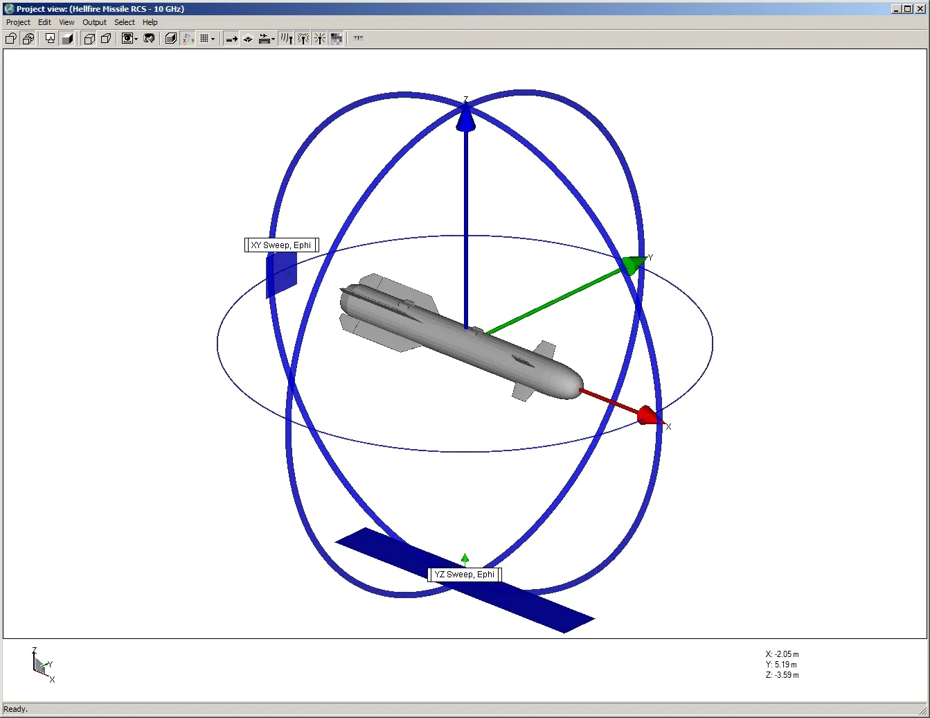 RCS of Hellfire Missile: Comparison of X3D PO MEC to XFdtd | Remcom