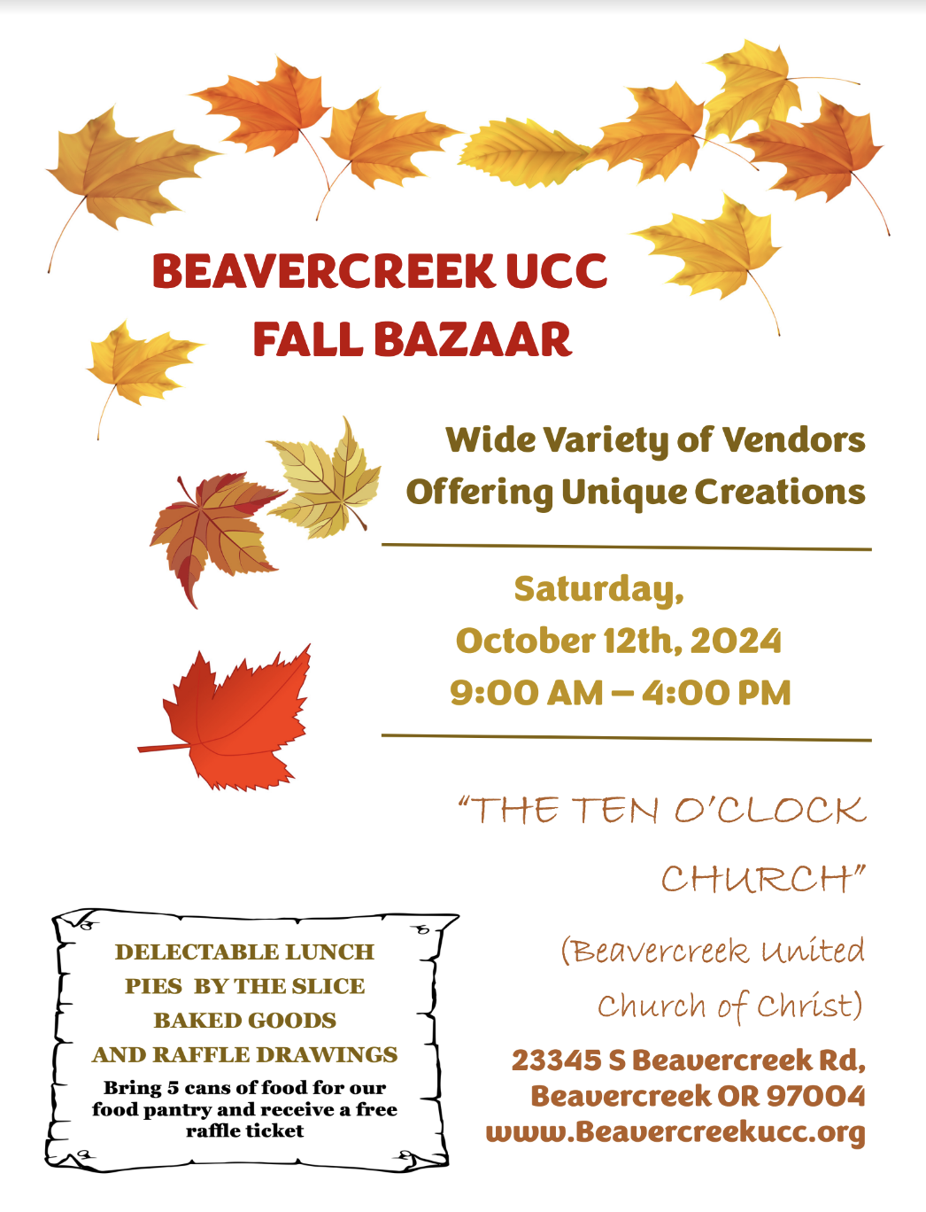 2024 Beavercreek Fall Bazaar — Beavercreek United Church of Christ