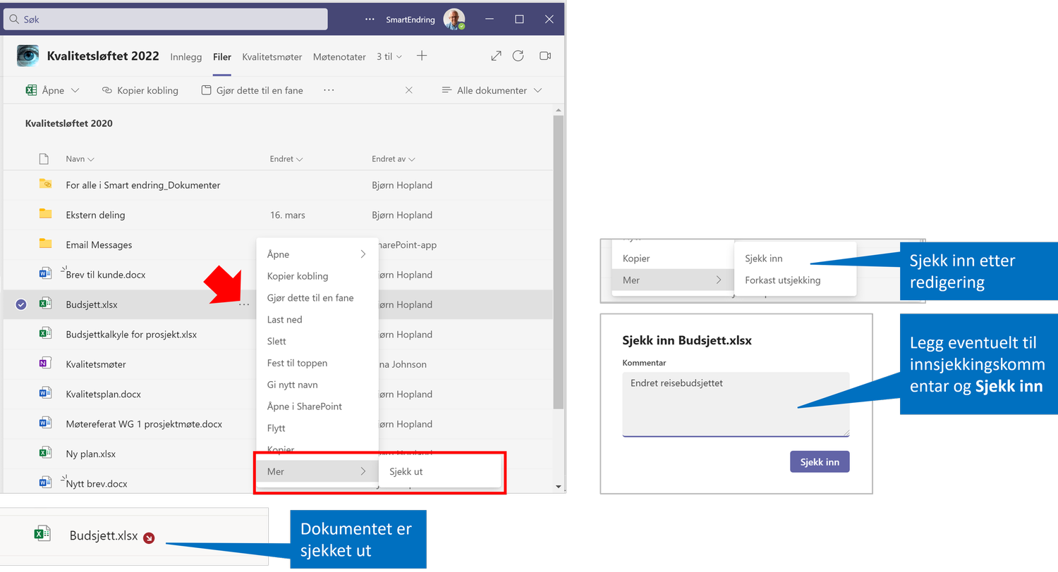 Slik får du kontroll over endringer i Teams dokumentene — Smart endring AS