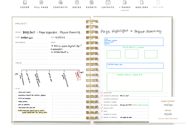 Page Highlight - Project Planning Pages — Golden Coil