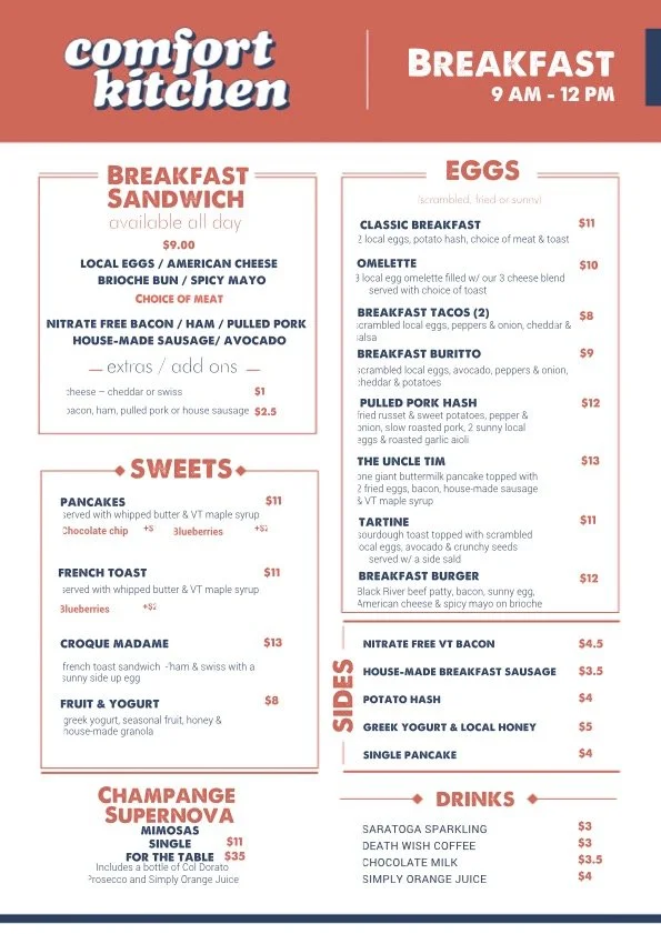 Menu — Comfort Kitchen