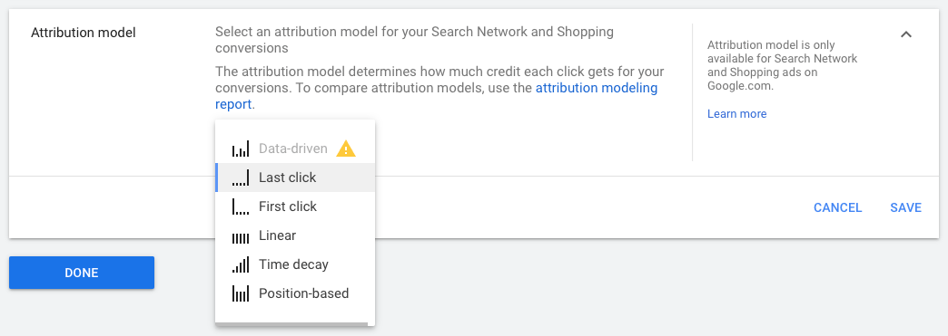 Changing Attribution Models in Google Ads