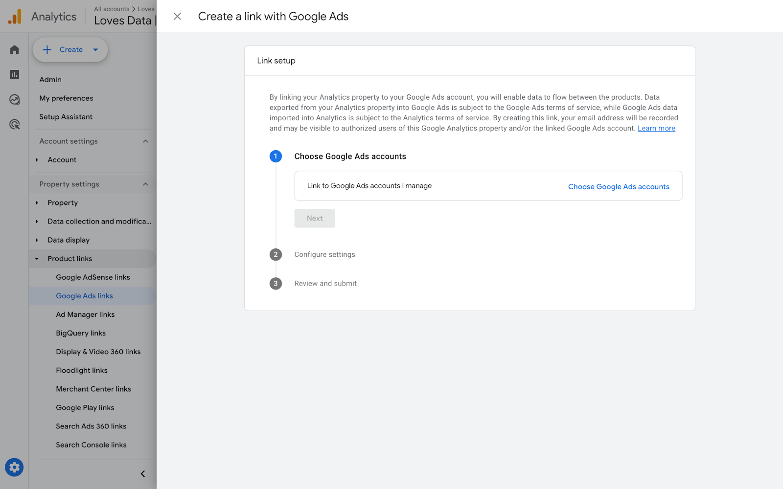 Linking Google Ads to Google Analytics