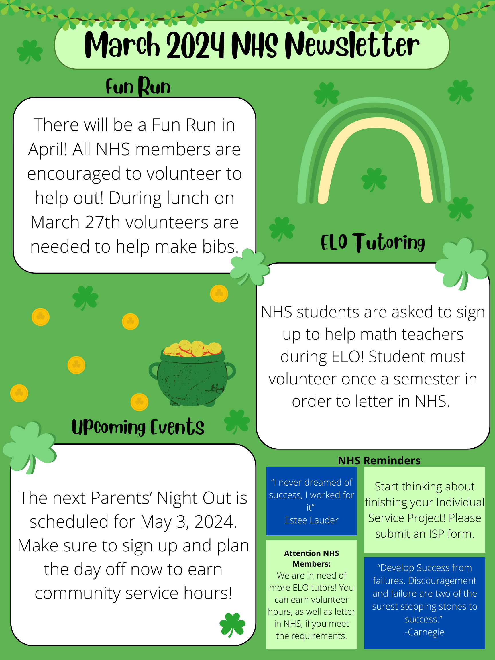 NHS Monthly Student Newsletter — Windsor Charter Academy