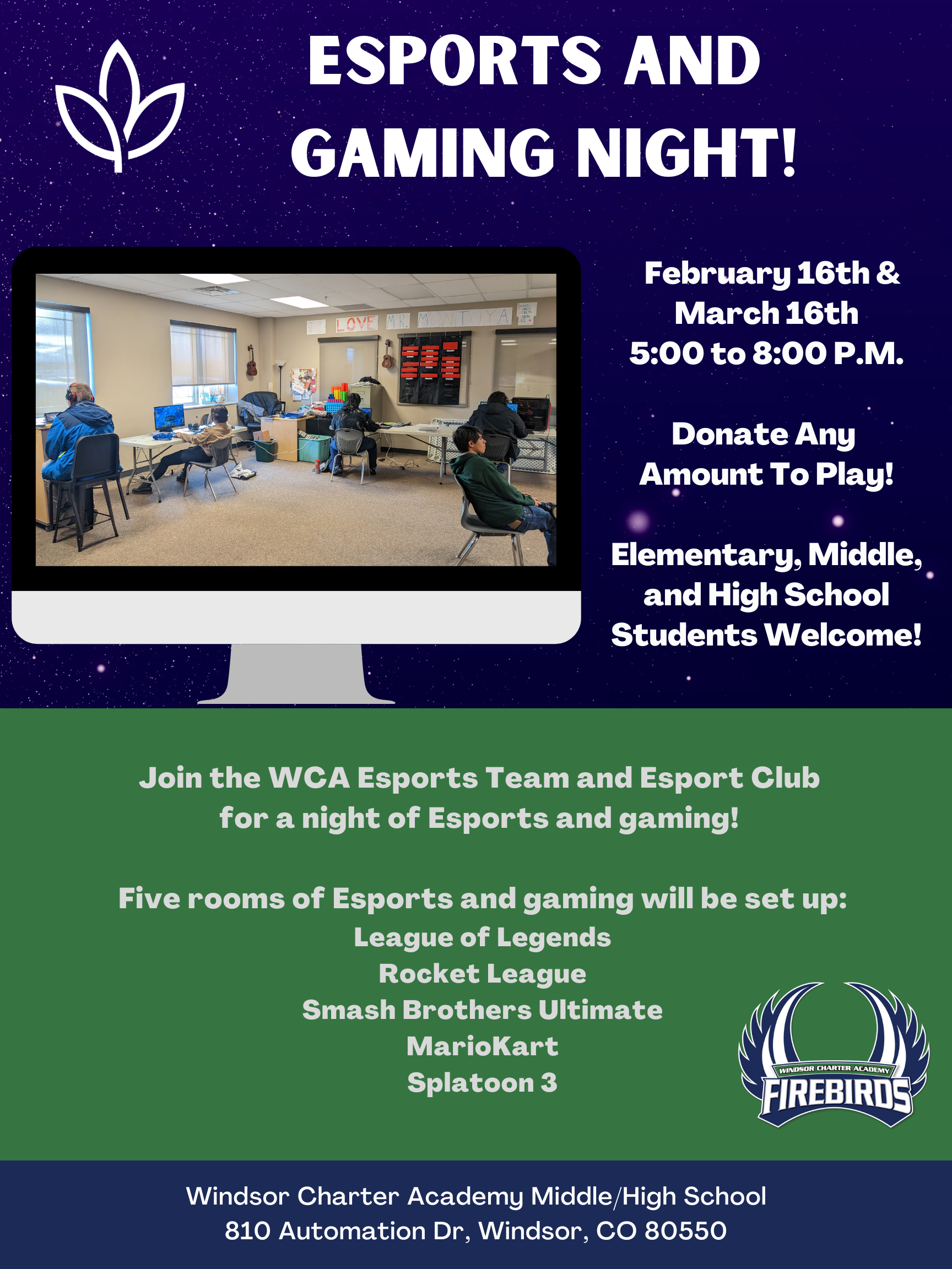 K-12 Students Invited to Esports & Gaming Fundraising Nights — Windsor Charter Academy