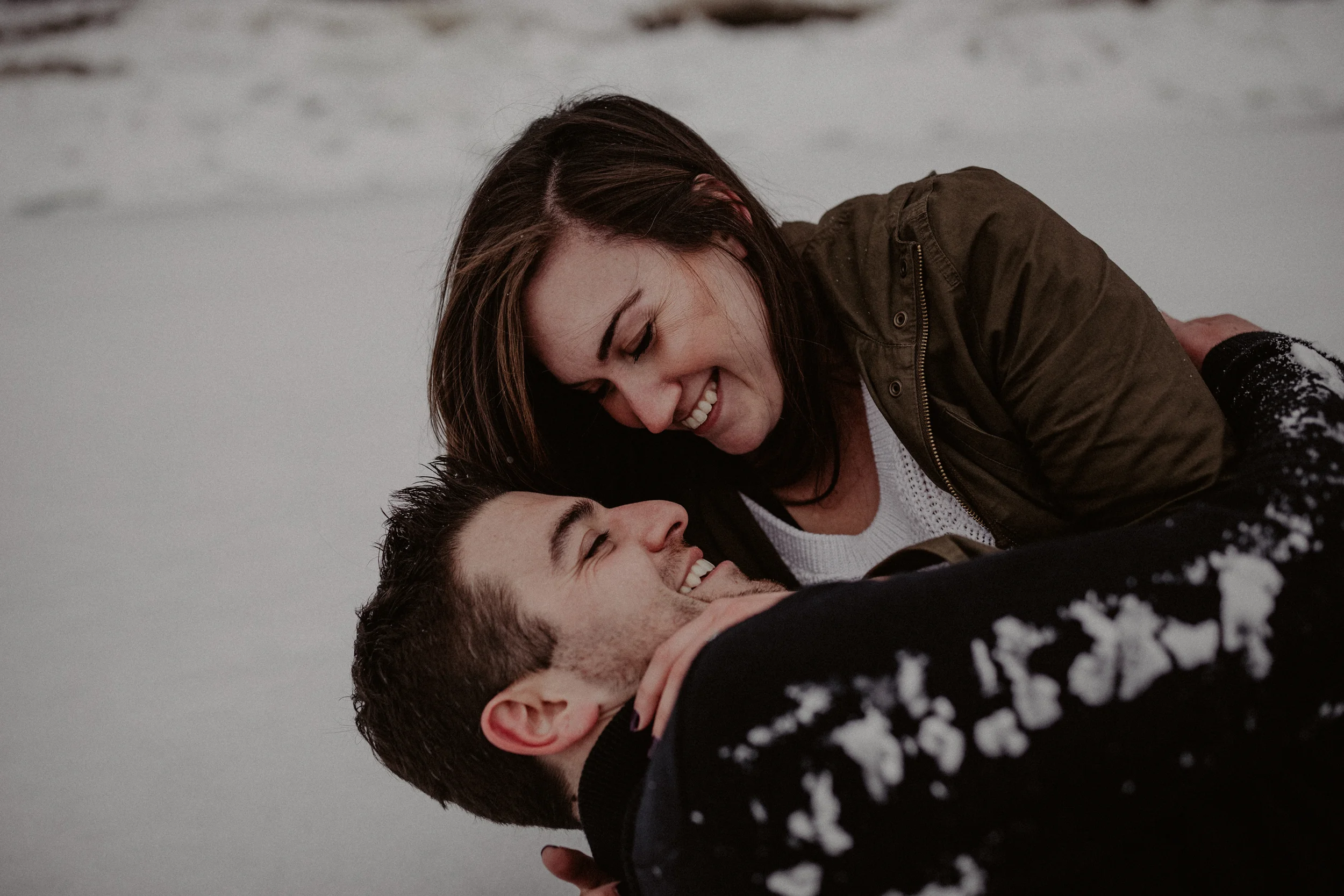 Moody, Warm, Intimate Winter Engagement Session on Frozen Lake Huron — Dan Cox Photography