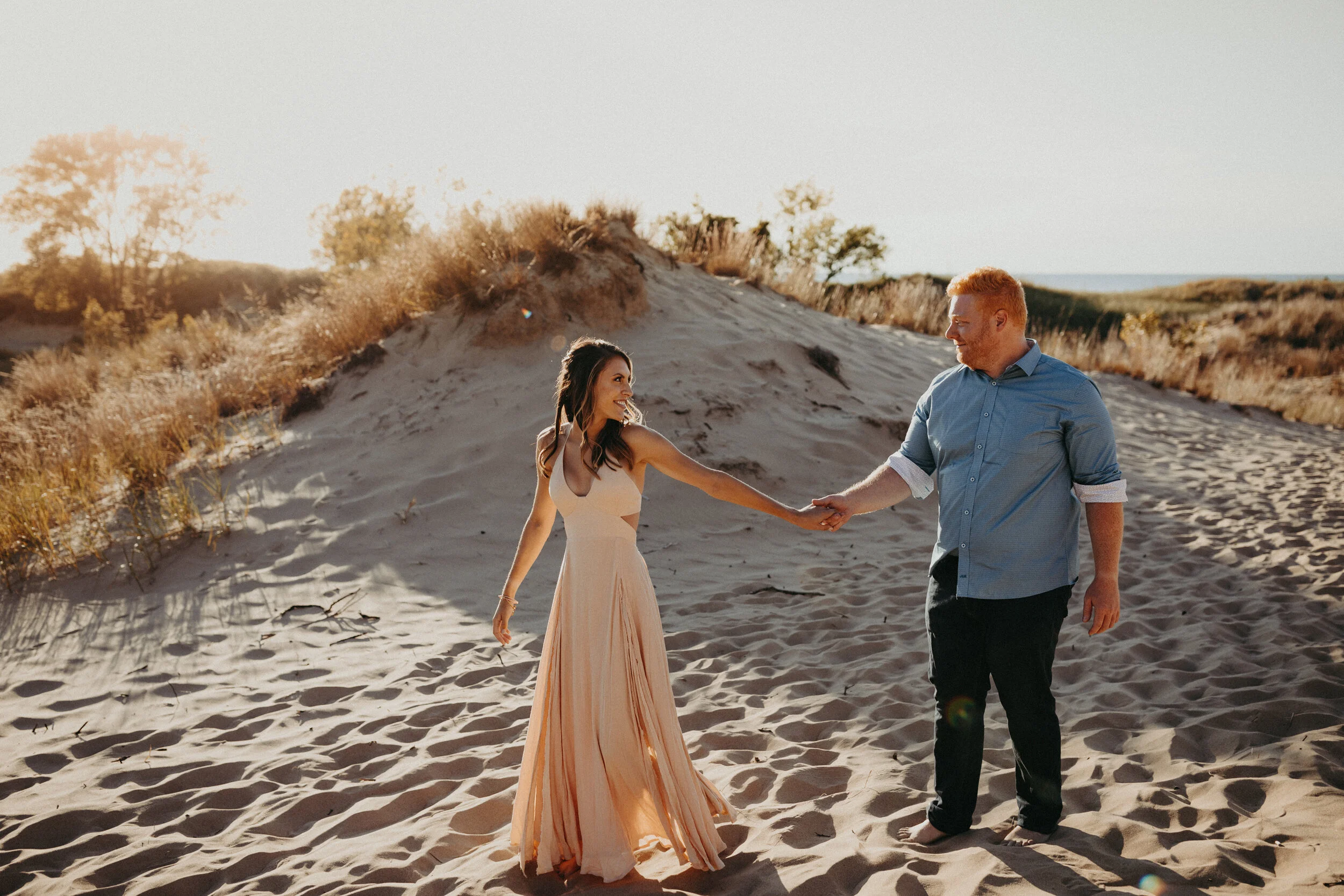 Western Michigan Golden Hour Dunes Engagement — Dan Cox Photography