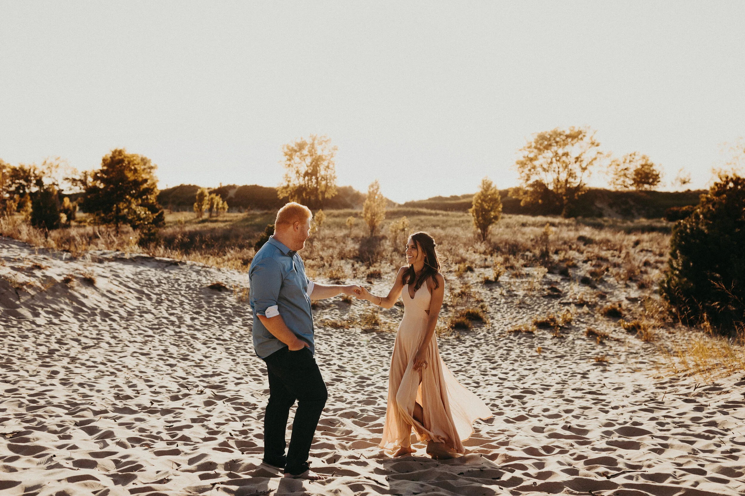 Western Michigan Golden Hour Dunes Engagement — Dan Cox Photography
