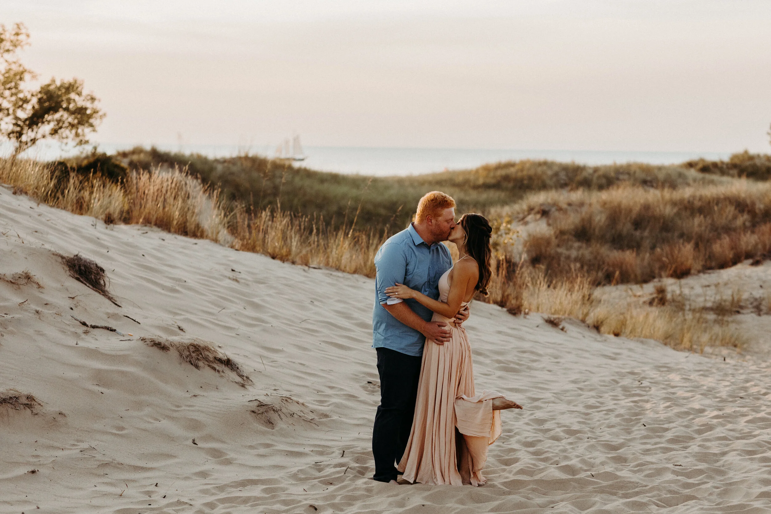 Western Michigan Golden Hour Dunes Engagement — Dan Cox Photography