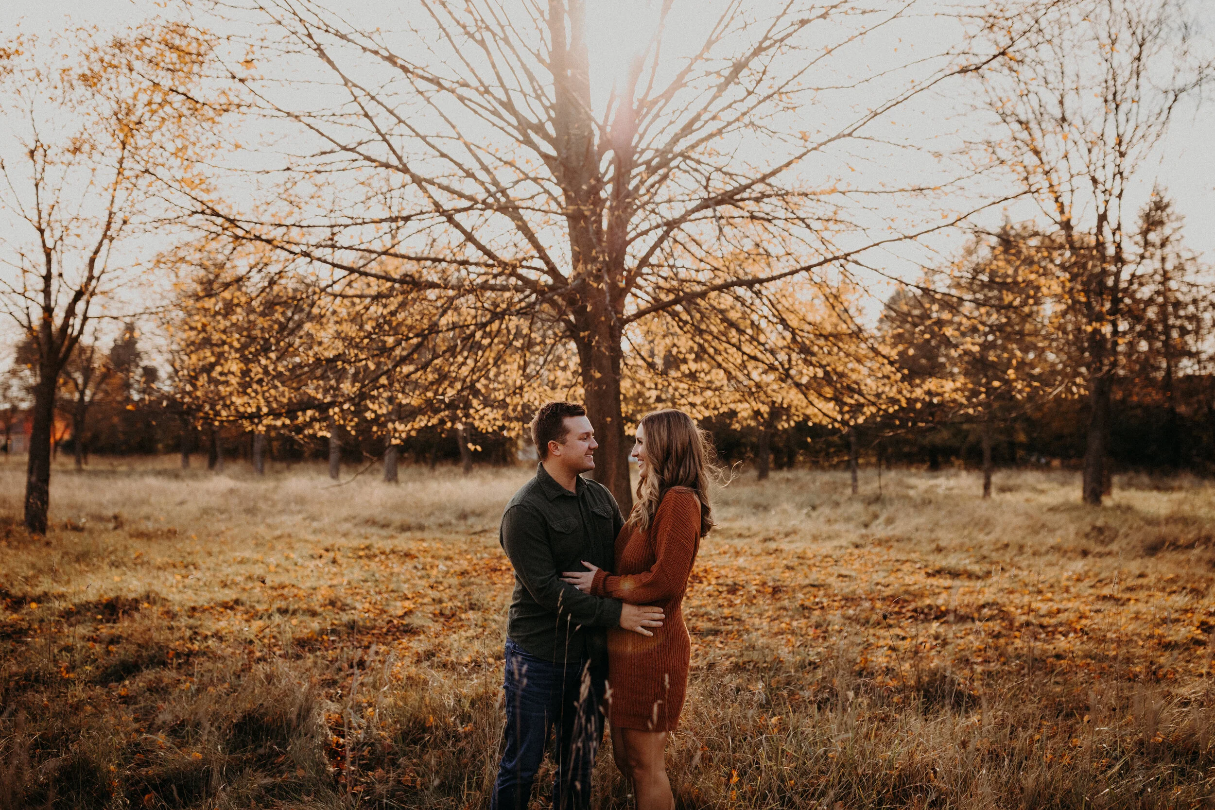 Warm and Moody Golden Hour Engagement in Romeo, MI — Dan Cox Photography