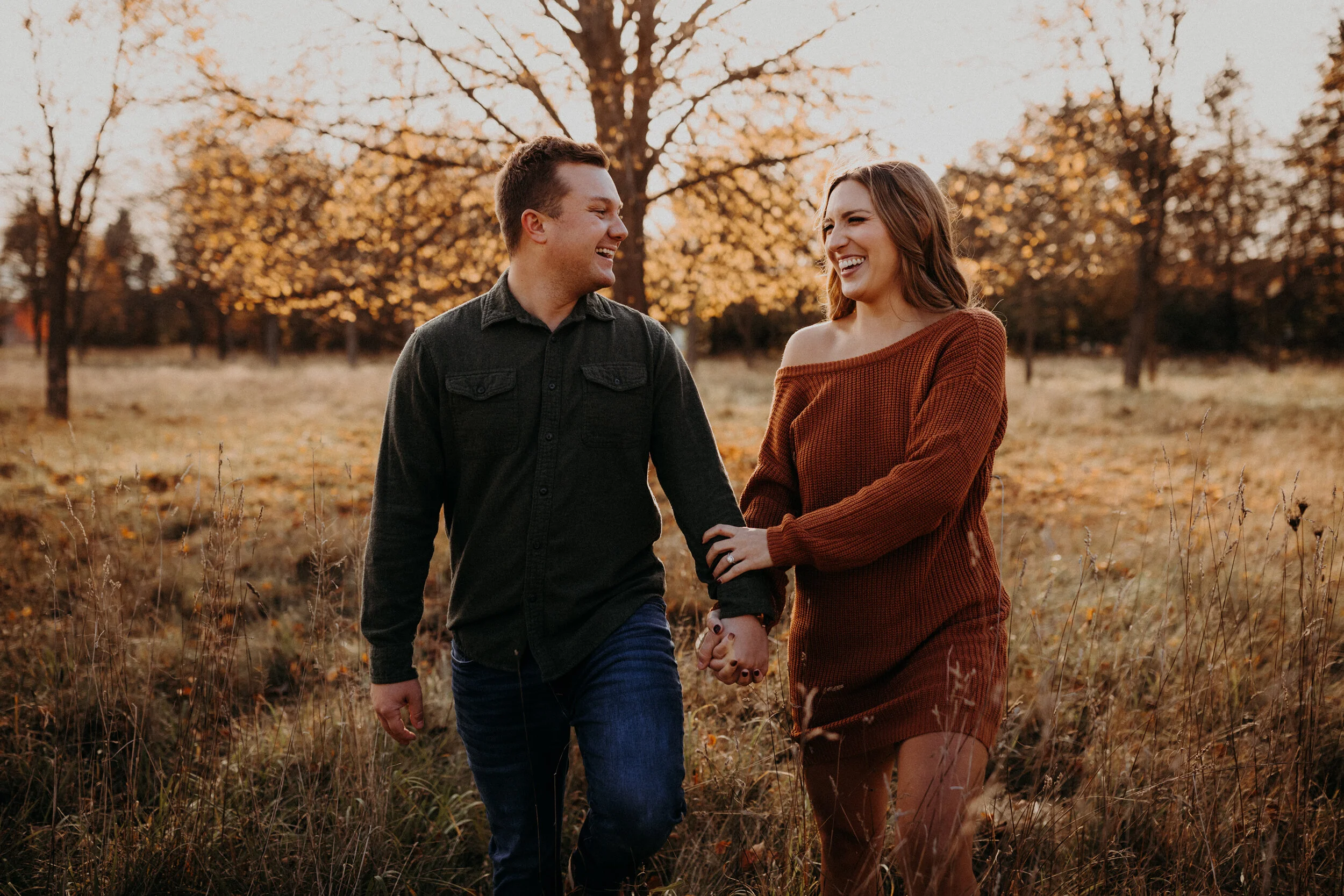 Warm and Moody Golden Hour Engagement in Romeo, MI — Dan Cox Photography