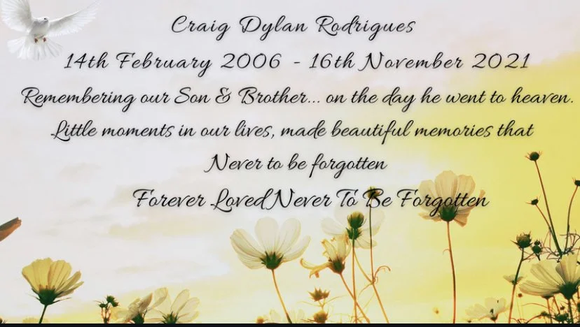 Remembering Craig and the Rodrigues family on his Anniversary today ...
