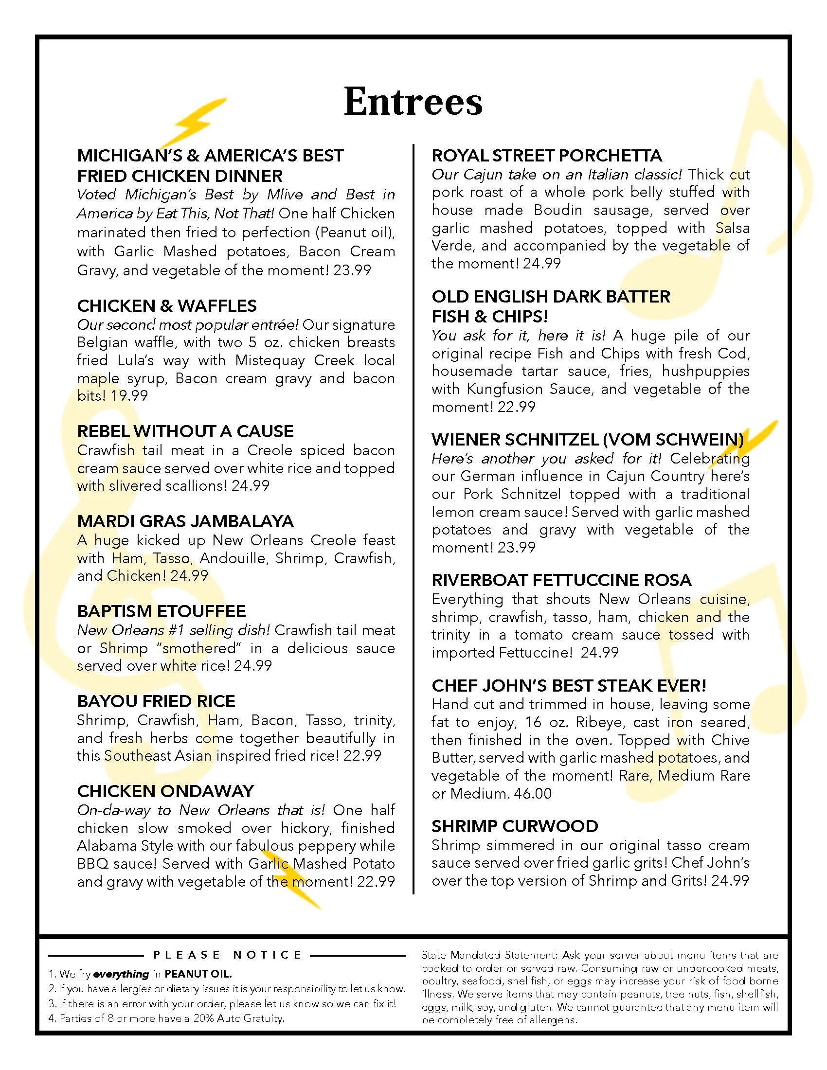 Menu — Lula's Louisiana Cookhouse