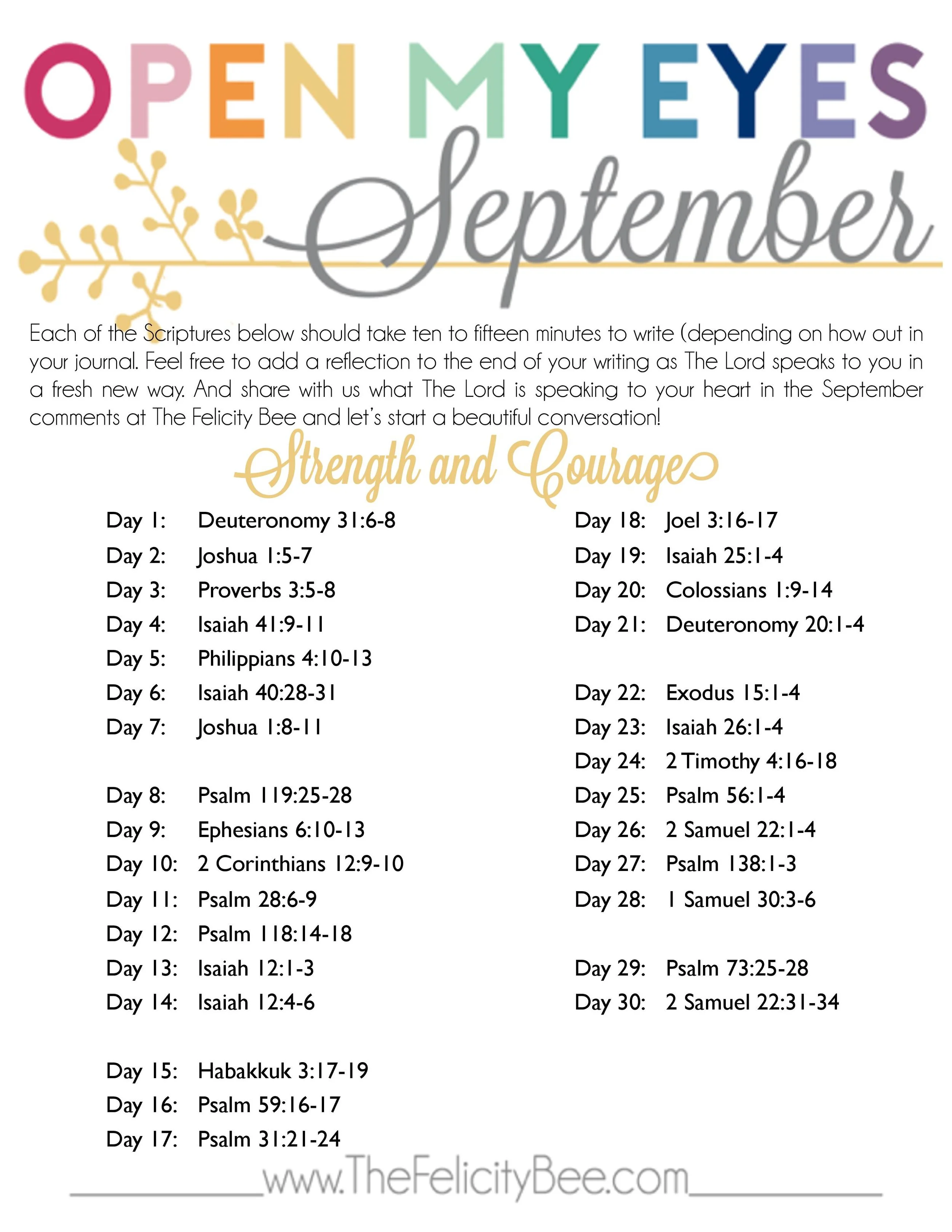 Open My Eyes September Scripture Writing Plan Symphony Of Praise