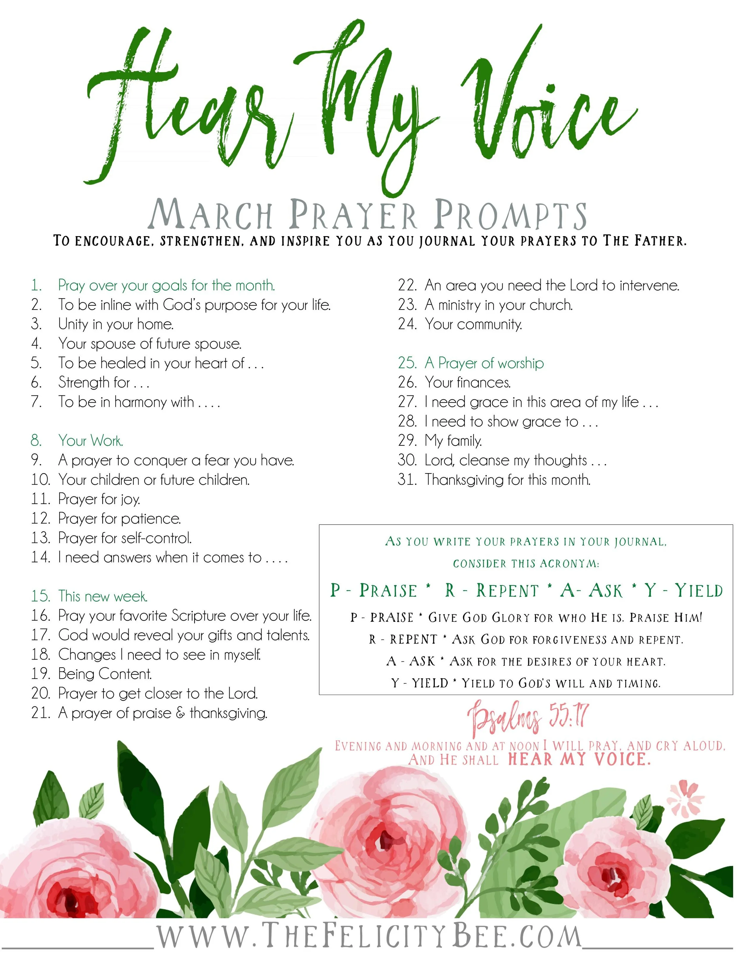 Hear My Voice March Prayer Journal Prompts Symphony Of Praise