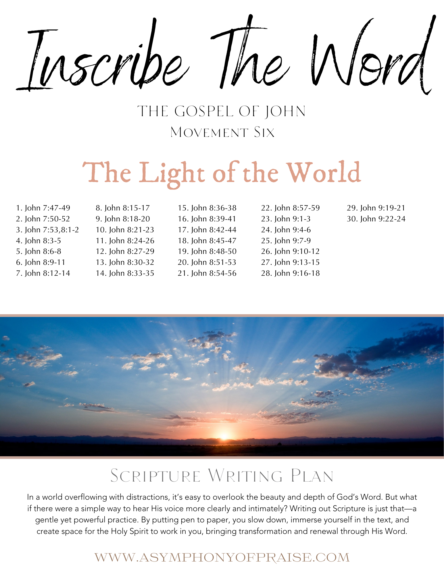 The Gospel of John: The Light of the World. — Inscribe the Word