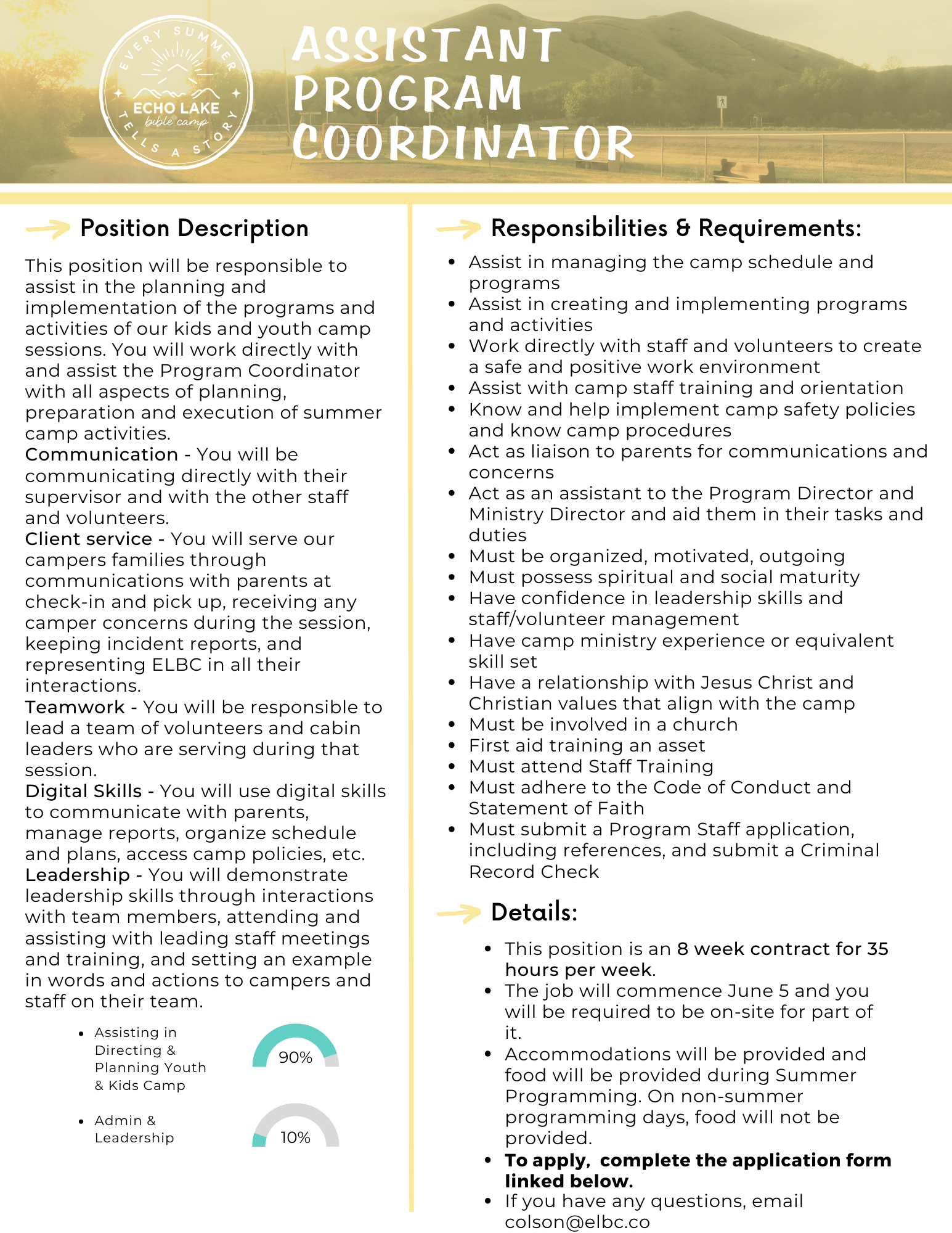 Summer Student Positions — ELBC