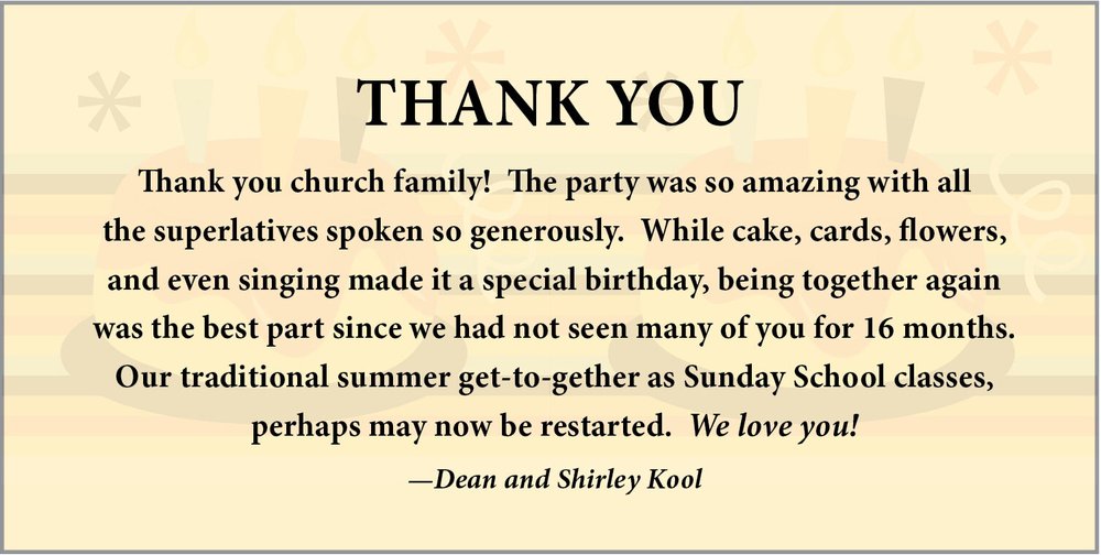 Thank You, Church Family! — First Baptist Church of Sylva