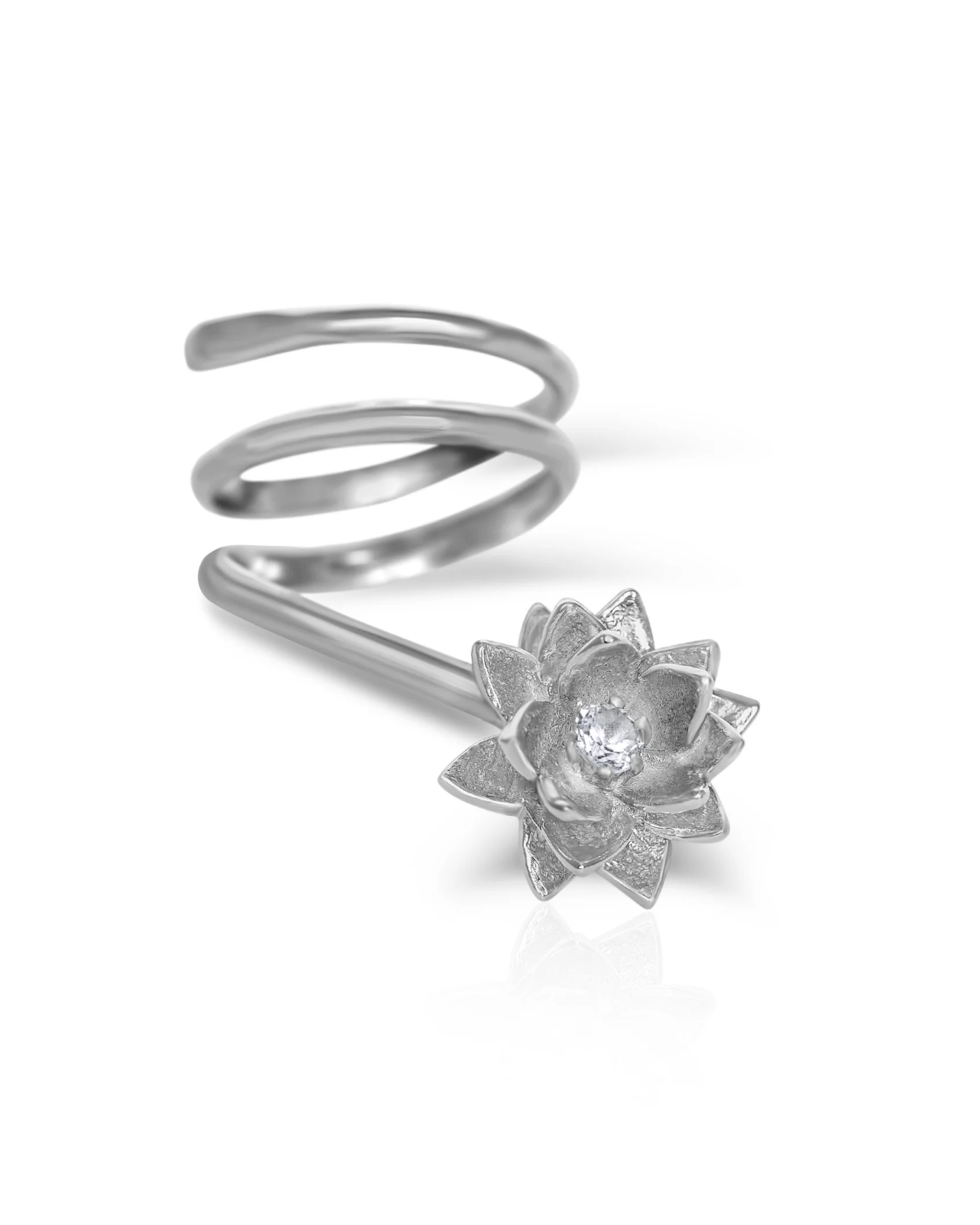 Lotus Flower Spiral Ring