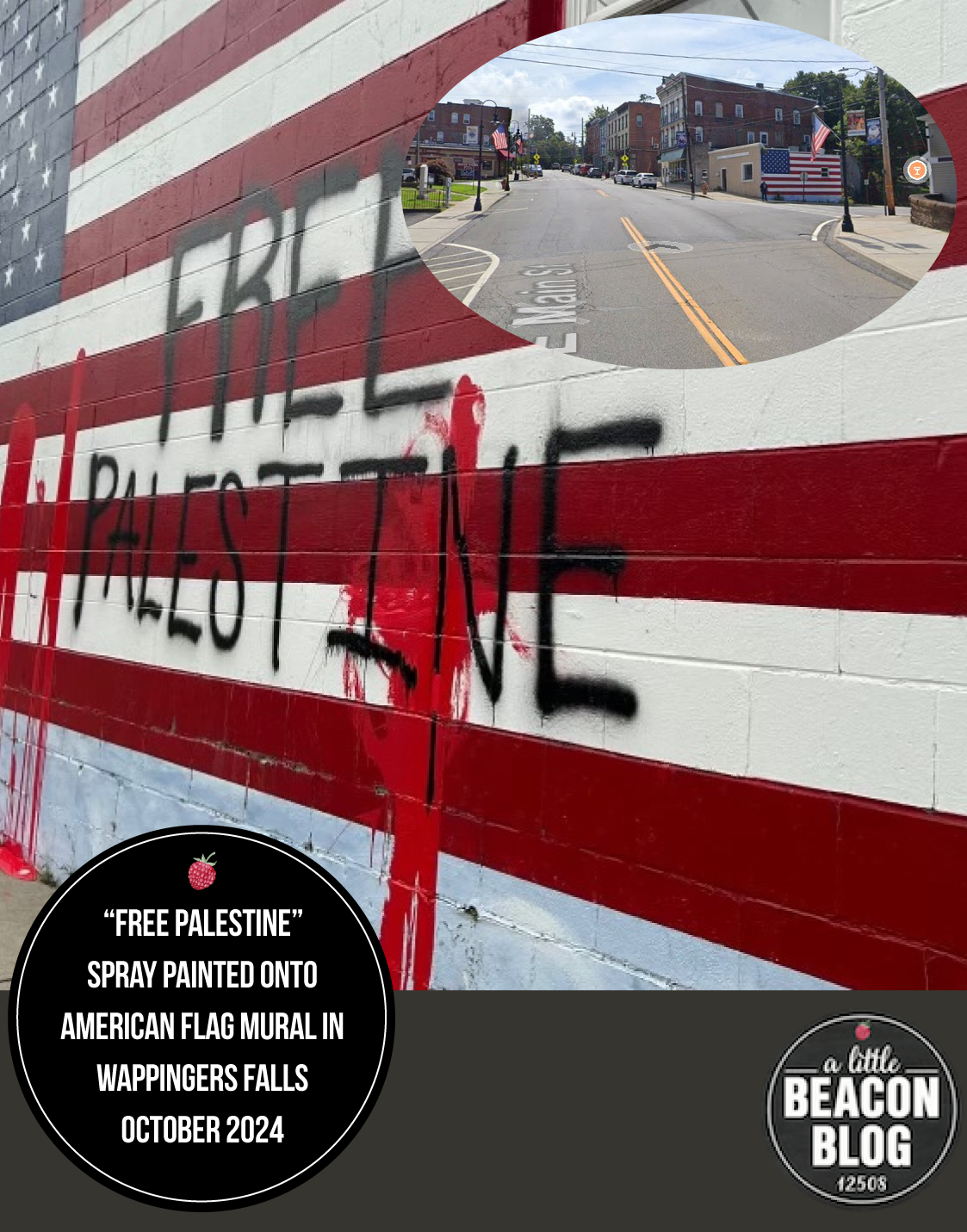 "Free Palestine" Spray Painted Onto American Flag Mural In Wappingers ...