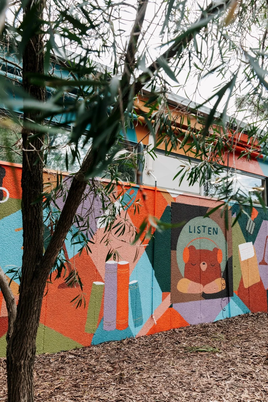 The Soft Library Mural at Hampton Library — Cat Rabbit