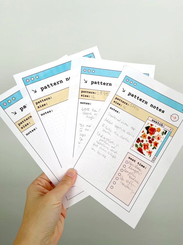 FREE Sewing Pattern Notes Printable! — Pin Cut Sew Studio