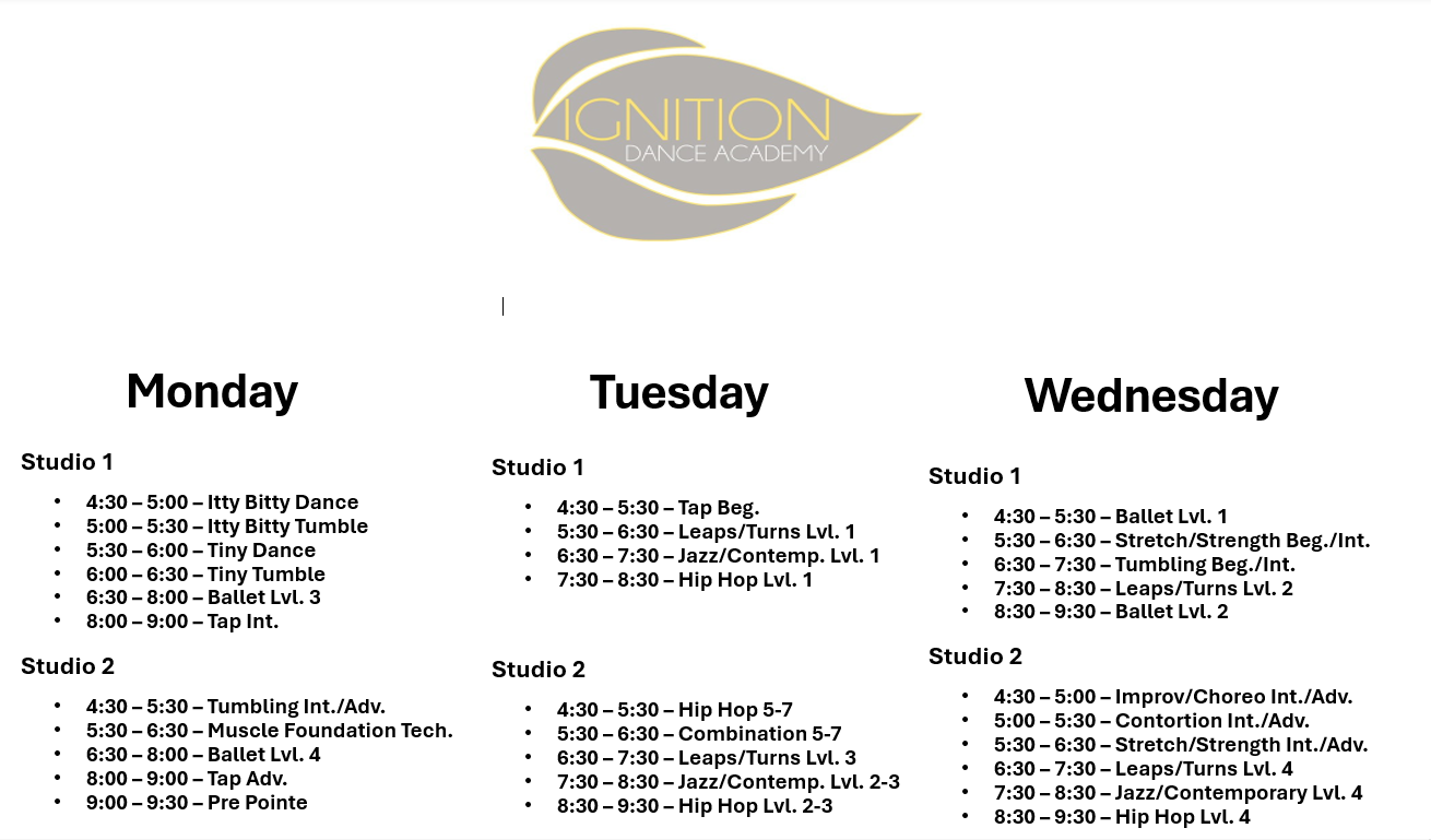 CLASSES — Ignition Dance Academy