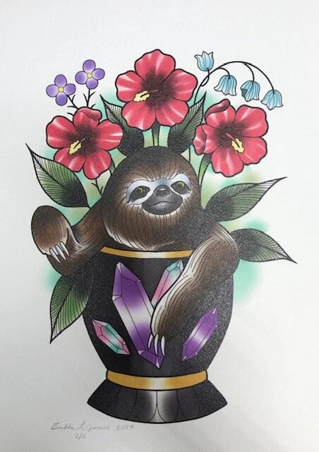 Traditional Sloth Tattoo