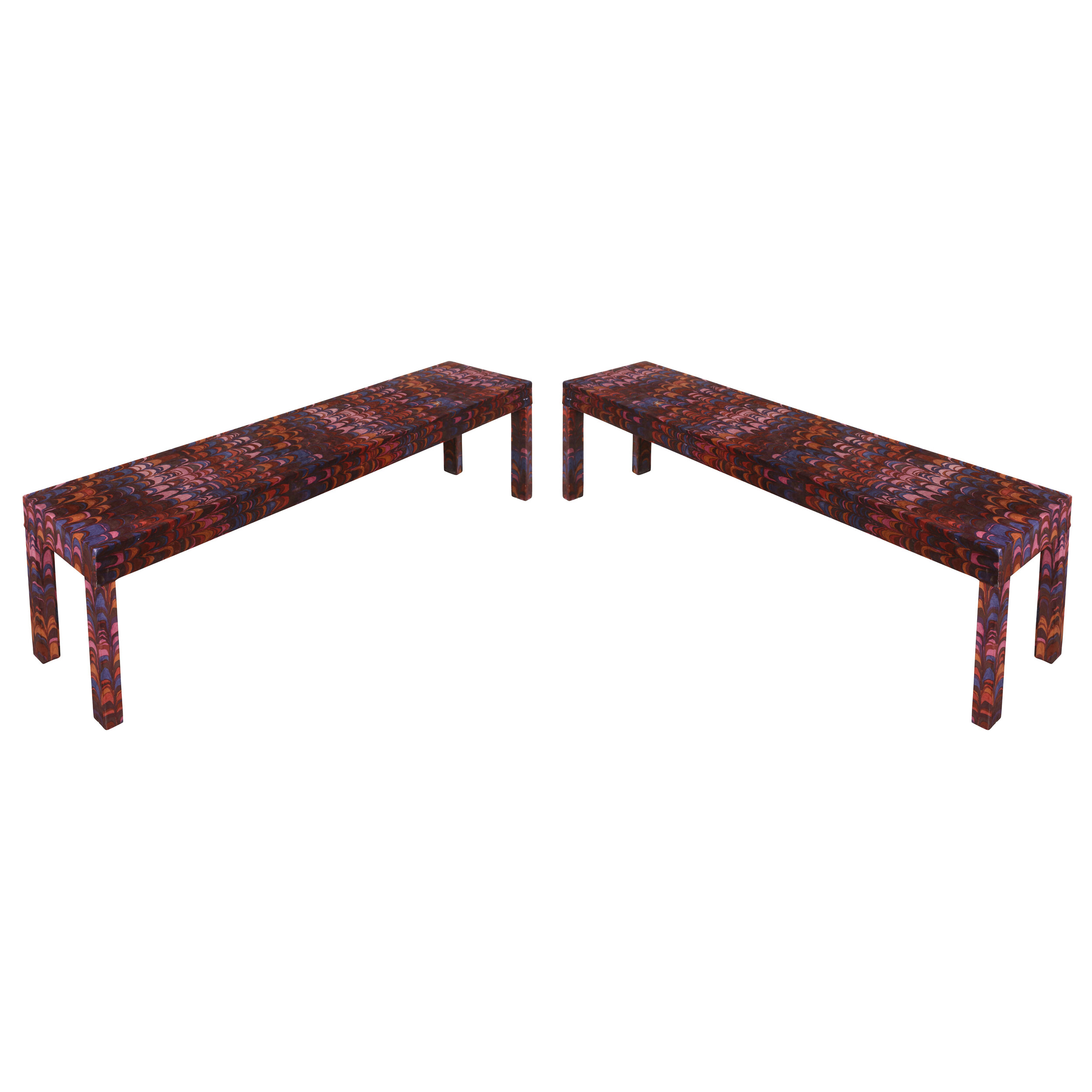 A PAIR OF MID CENTURY MODERN VINTAGE PARSONS STYLE BENCHES — Meg Braff ...