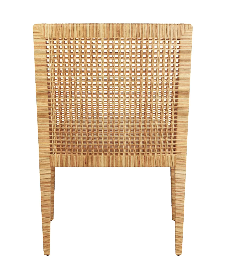 WRAPPED RATTAN ARM CHAIR WITH CANING DETAIL — Meg Braff Designs