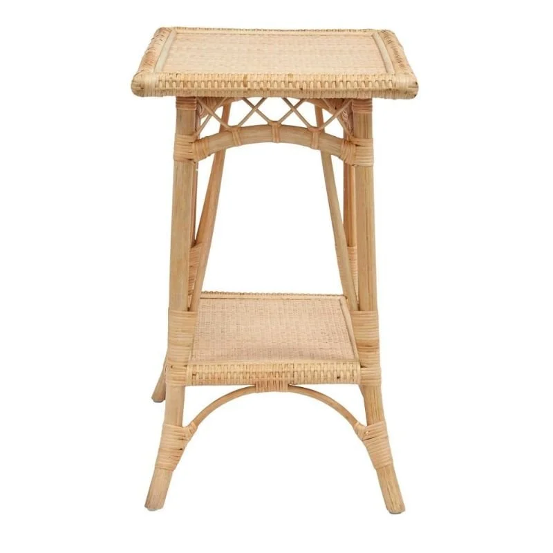 TALL TWO TIERED RATTAN SIDE TABLE — Meg Braff Designs