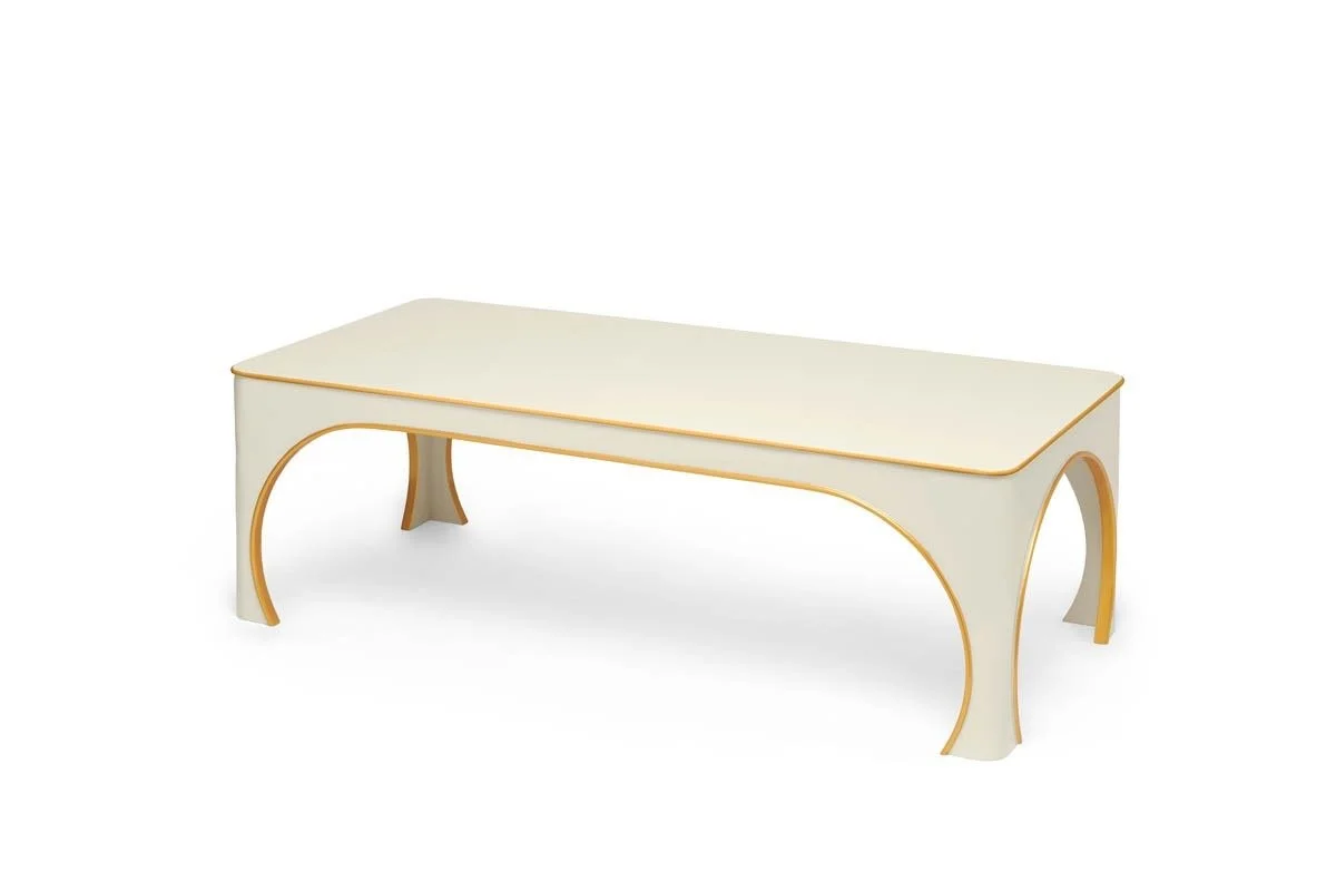 BRIGHTON COFFEE TABLE IN INVORY WITH GOLD EDGE — Meg Braff Designs