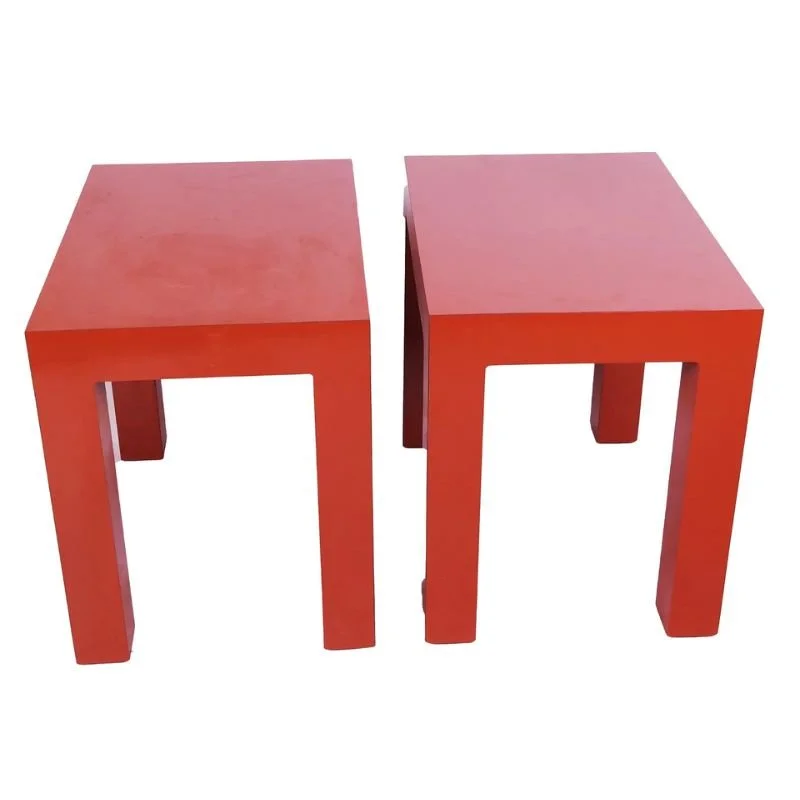 PAIR OF CRIMSON PARSONS SIDE TABLES — Meg Braff Designs