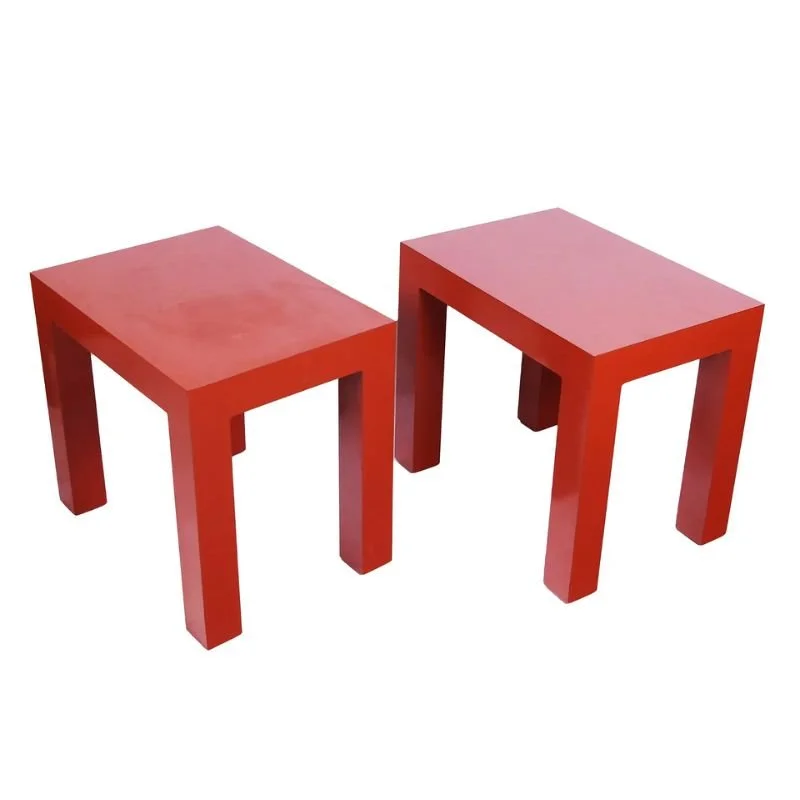 PAIR OF CRIMSON PARSONS SIDE TABLES — Meg Braff Designs