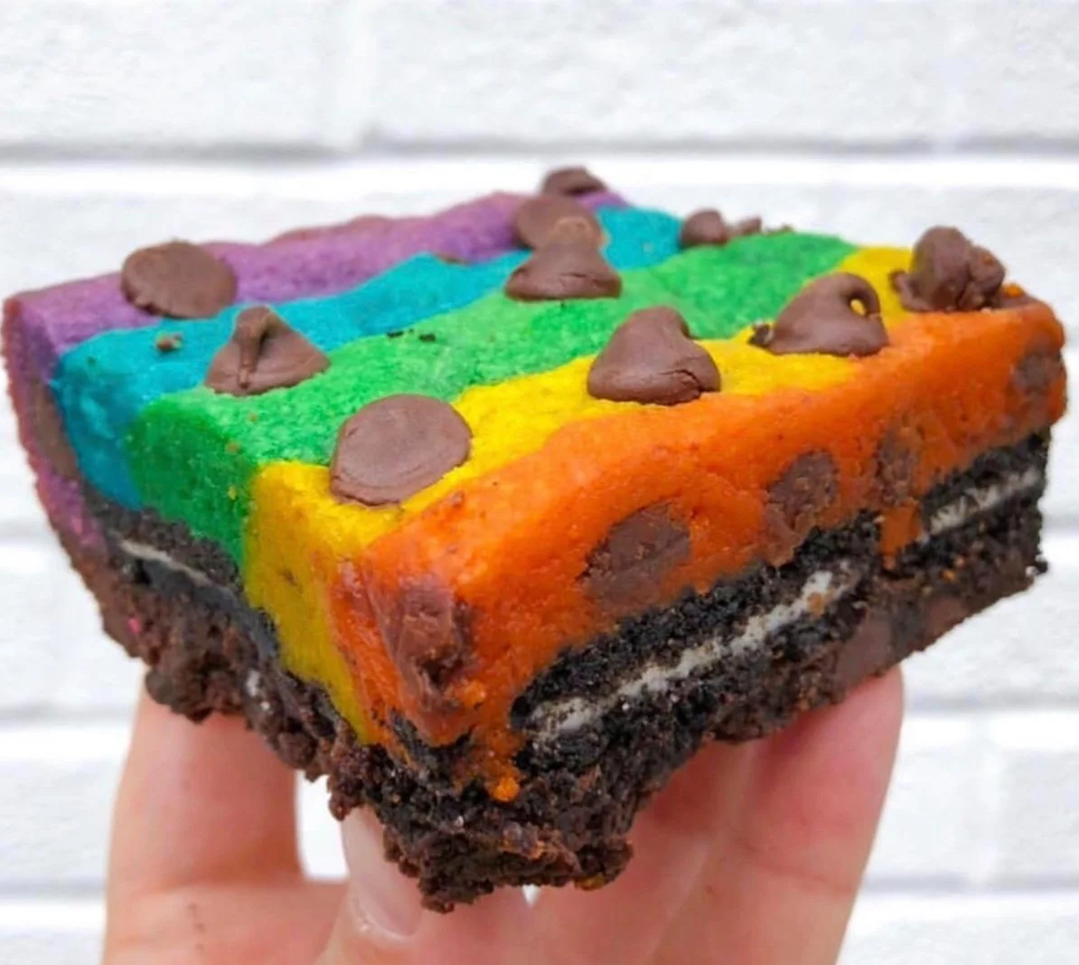 Four Giant Rainbow Brookie Squares — Baked In Color