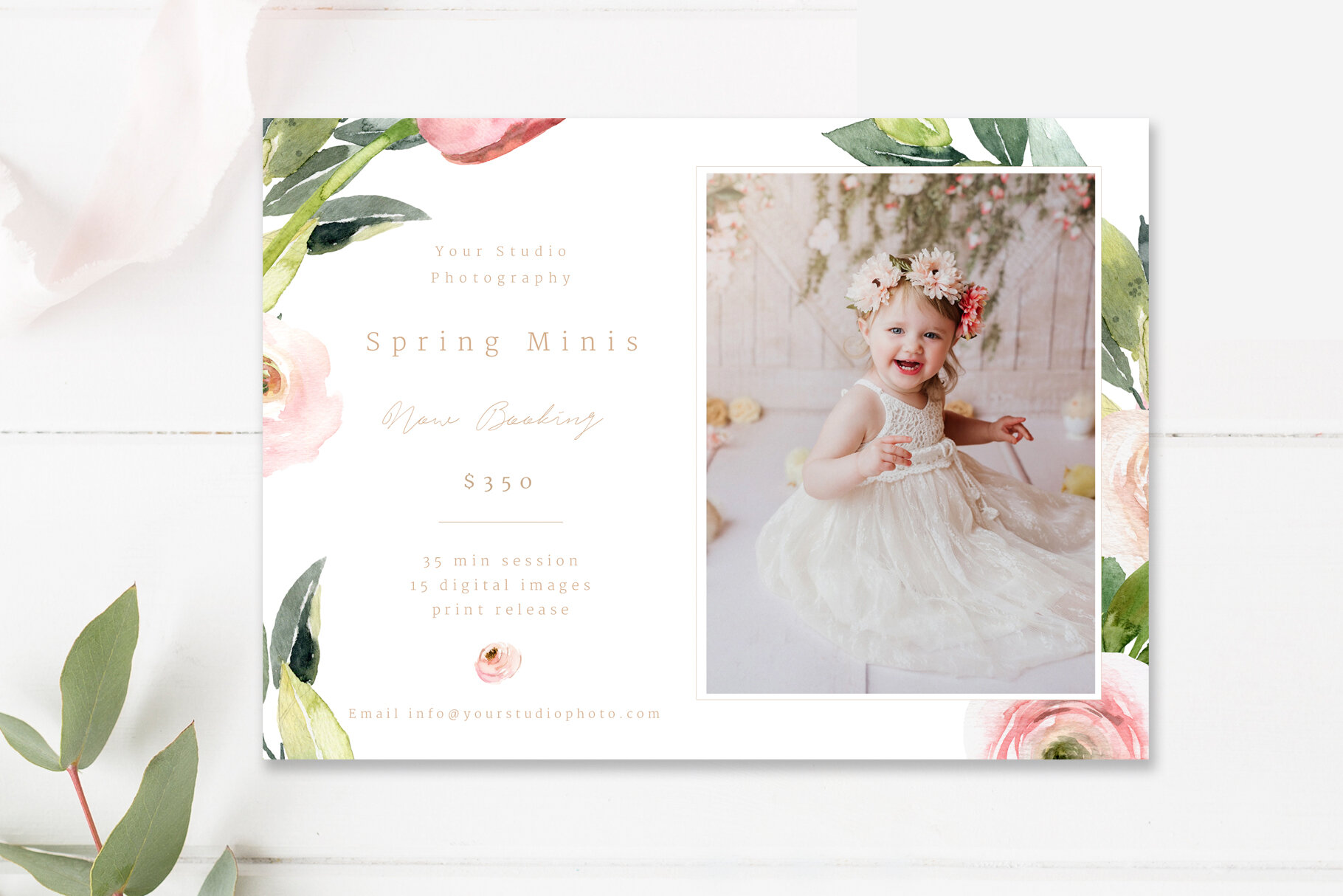 Spring Mini Session Template Floral Spring Marketing Board Photoshop ...