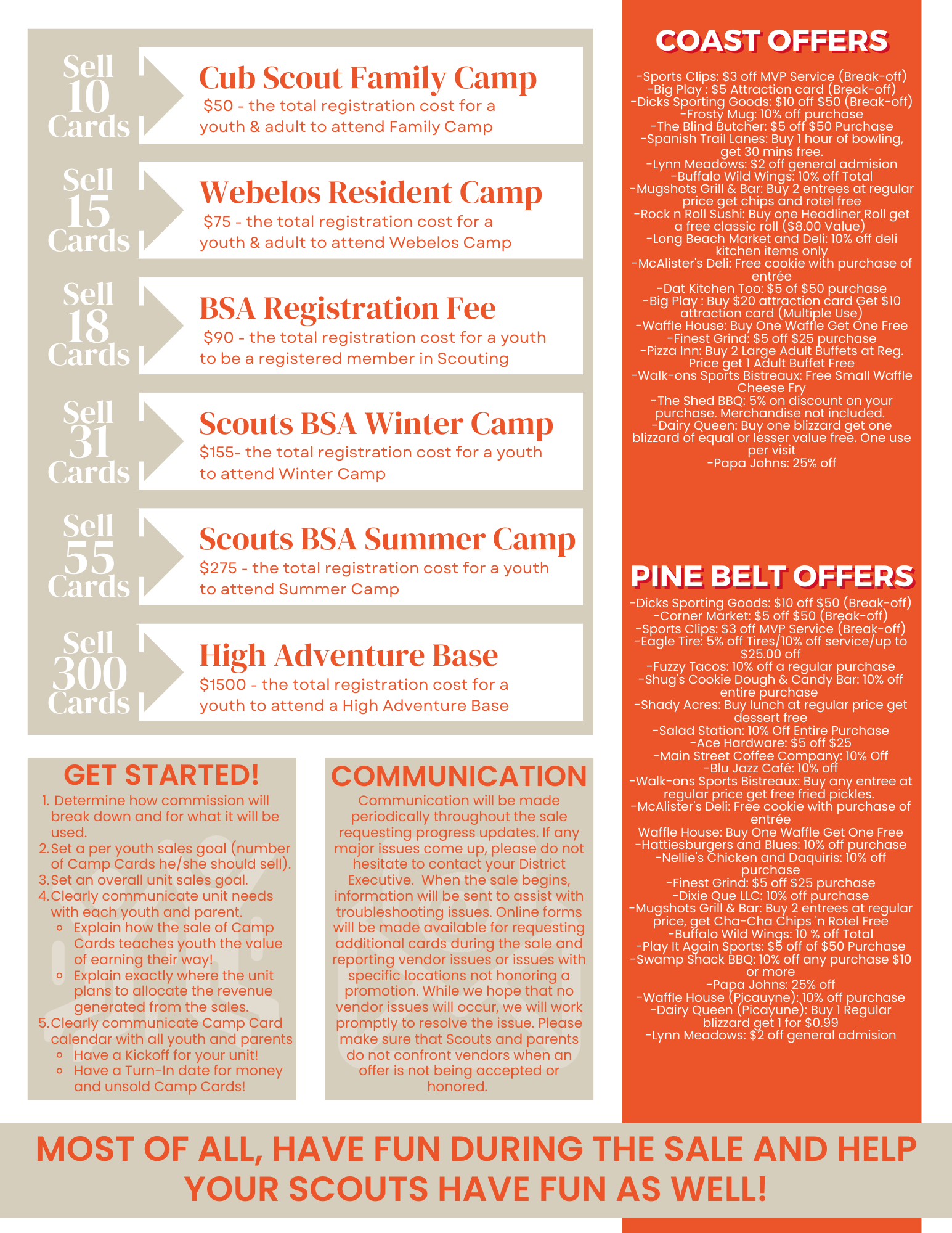 Camp Card Sale — Pine Burr Area Council - South Mississippi Scouting