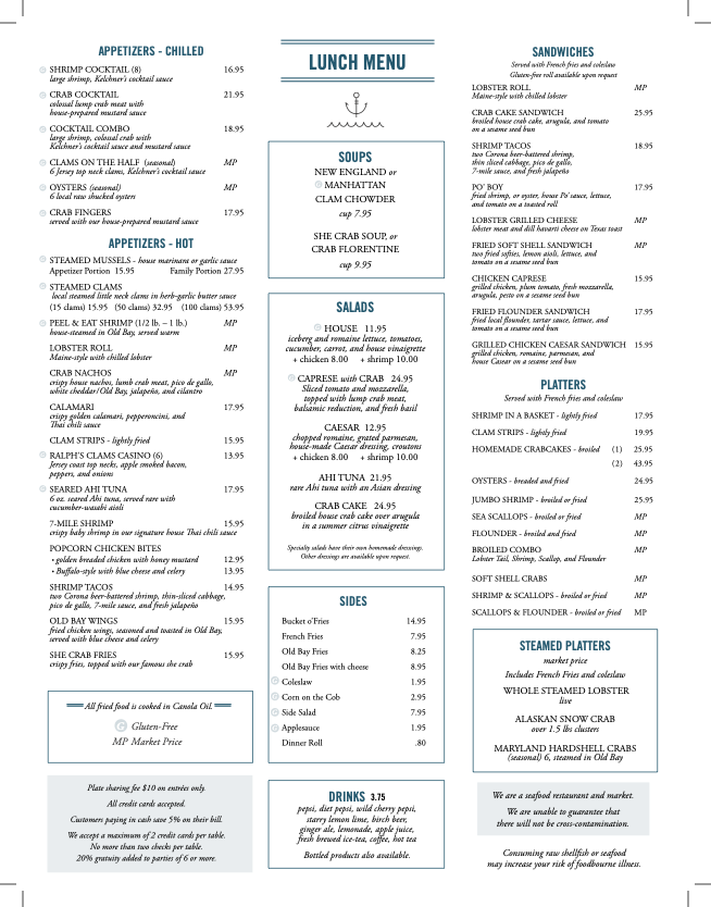 Menu — Oceanside Seafood