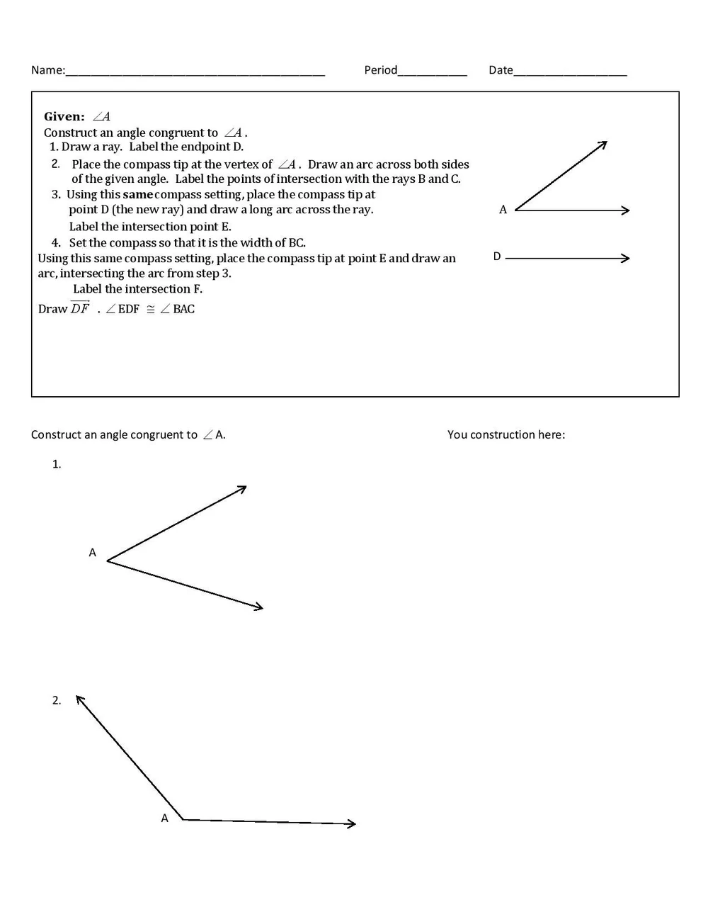 Geometric Construction Worksheets Geometry Constructions Designs | TPT