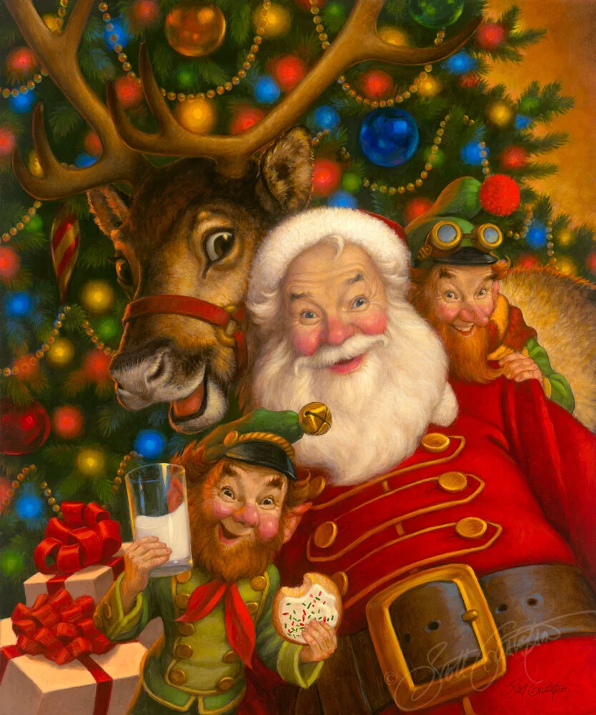 Santa with Reindeer — The Art of Scott Gustafson