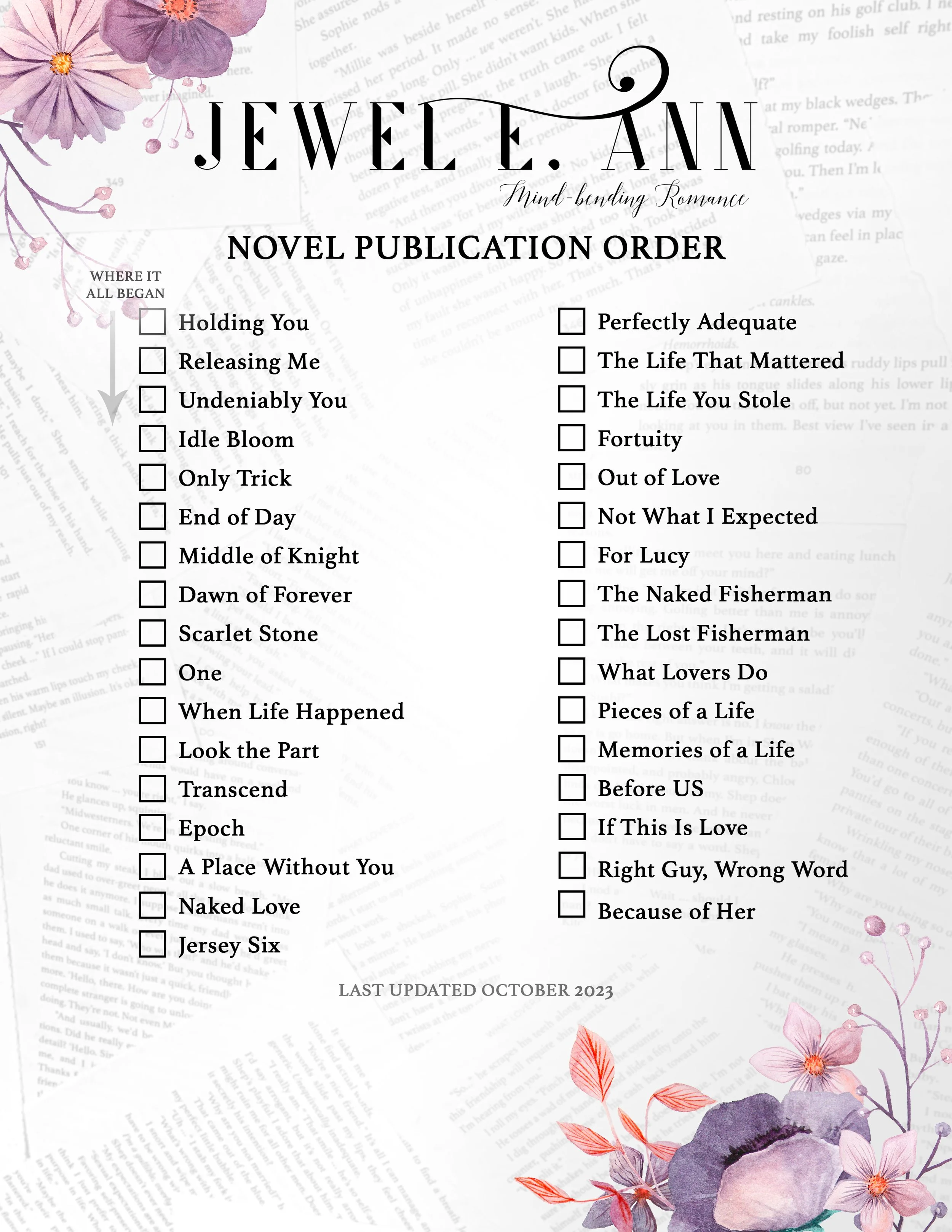 Printable Reading Order — Jewel E Ann