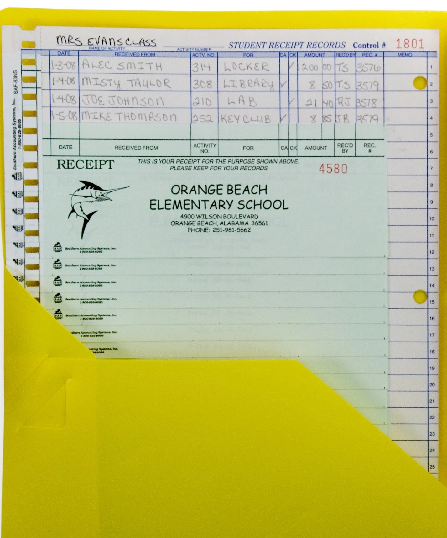 STUDENT RECEIPTS — SAS Printing