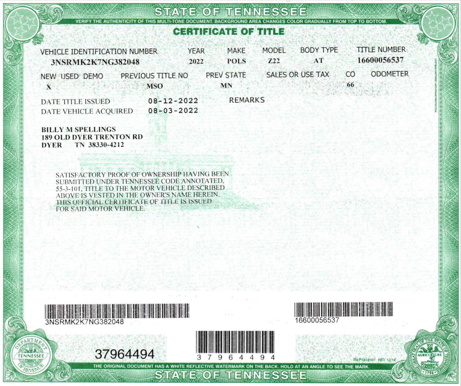 Original Title, MSO/MCO, or Transferable Registration — Dirt Legal