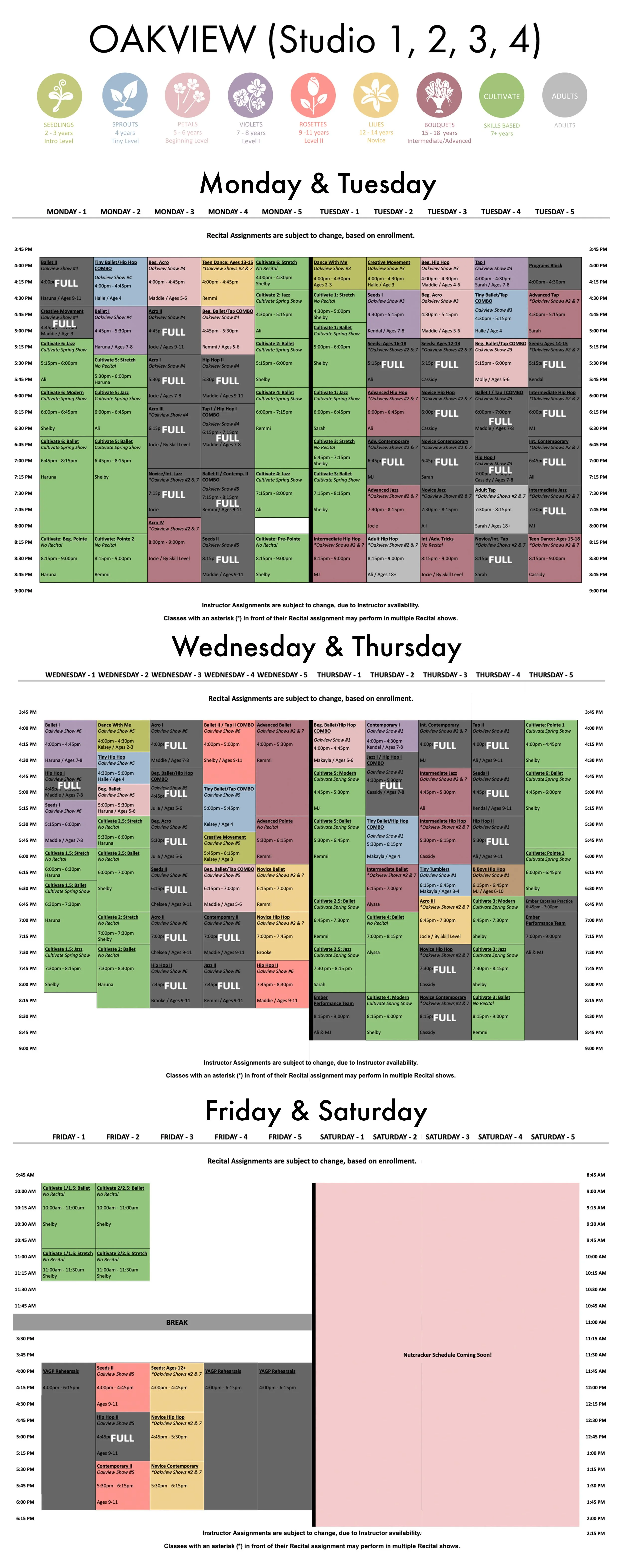Class Schedule | Bloom Dance Studio