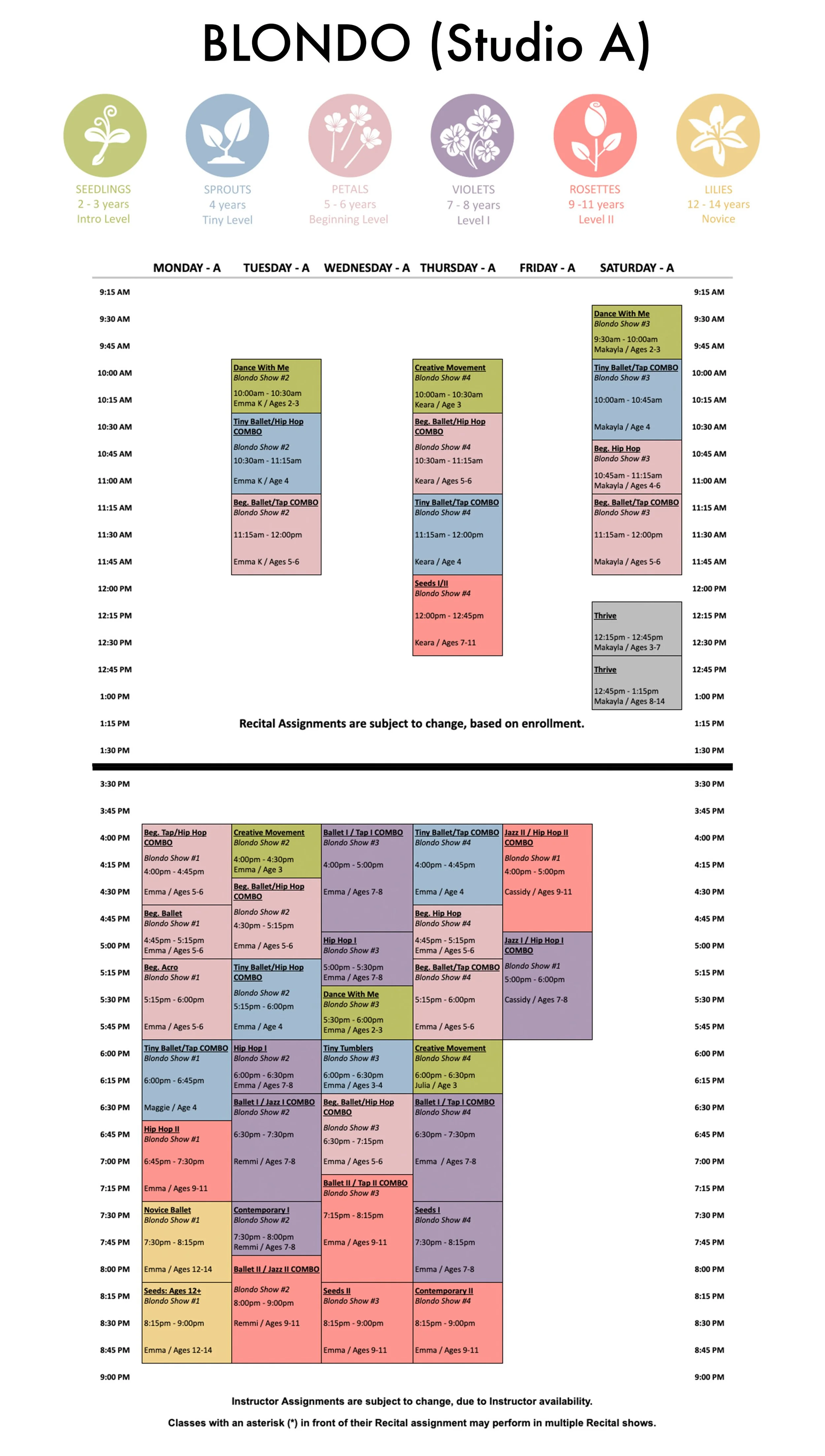 Class Schedule | Bloom Dance Studio