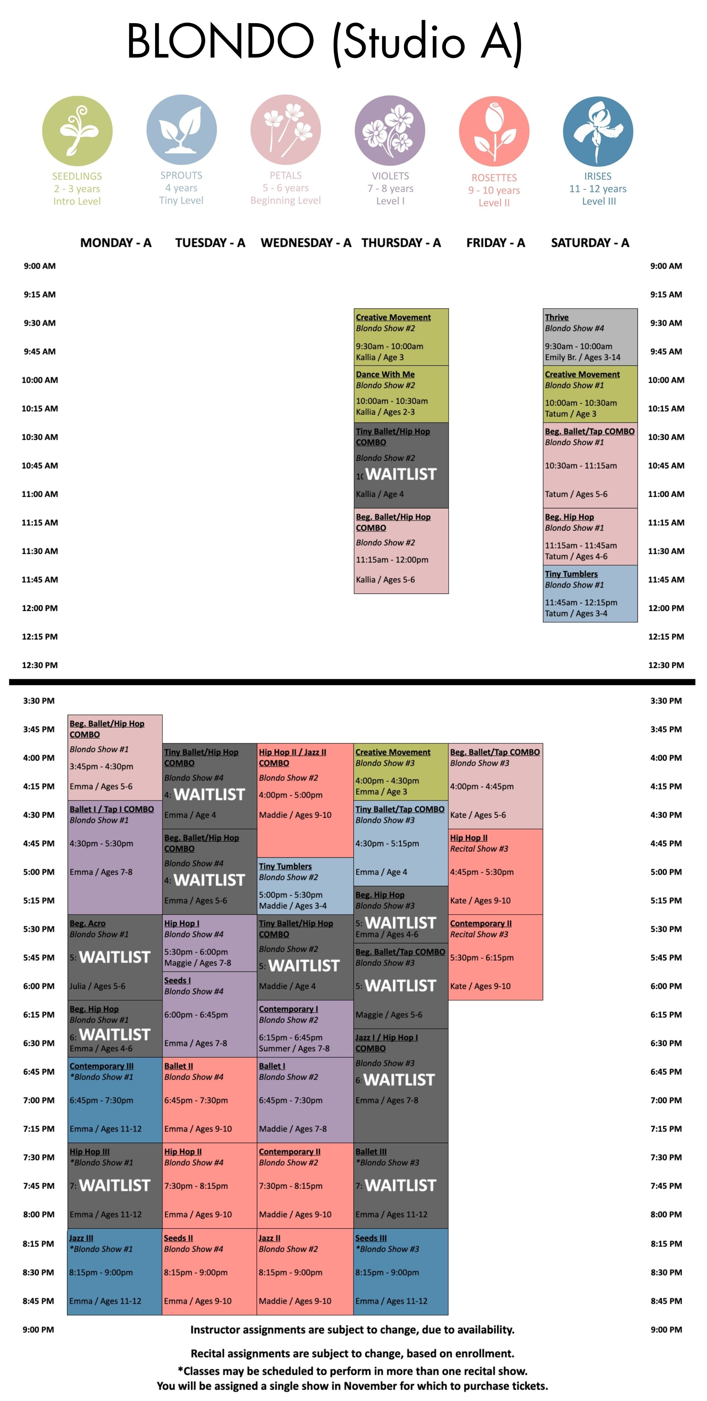 Class Schedule | Bloom Dance Studio